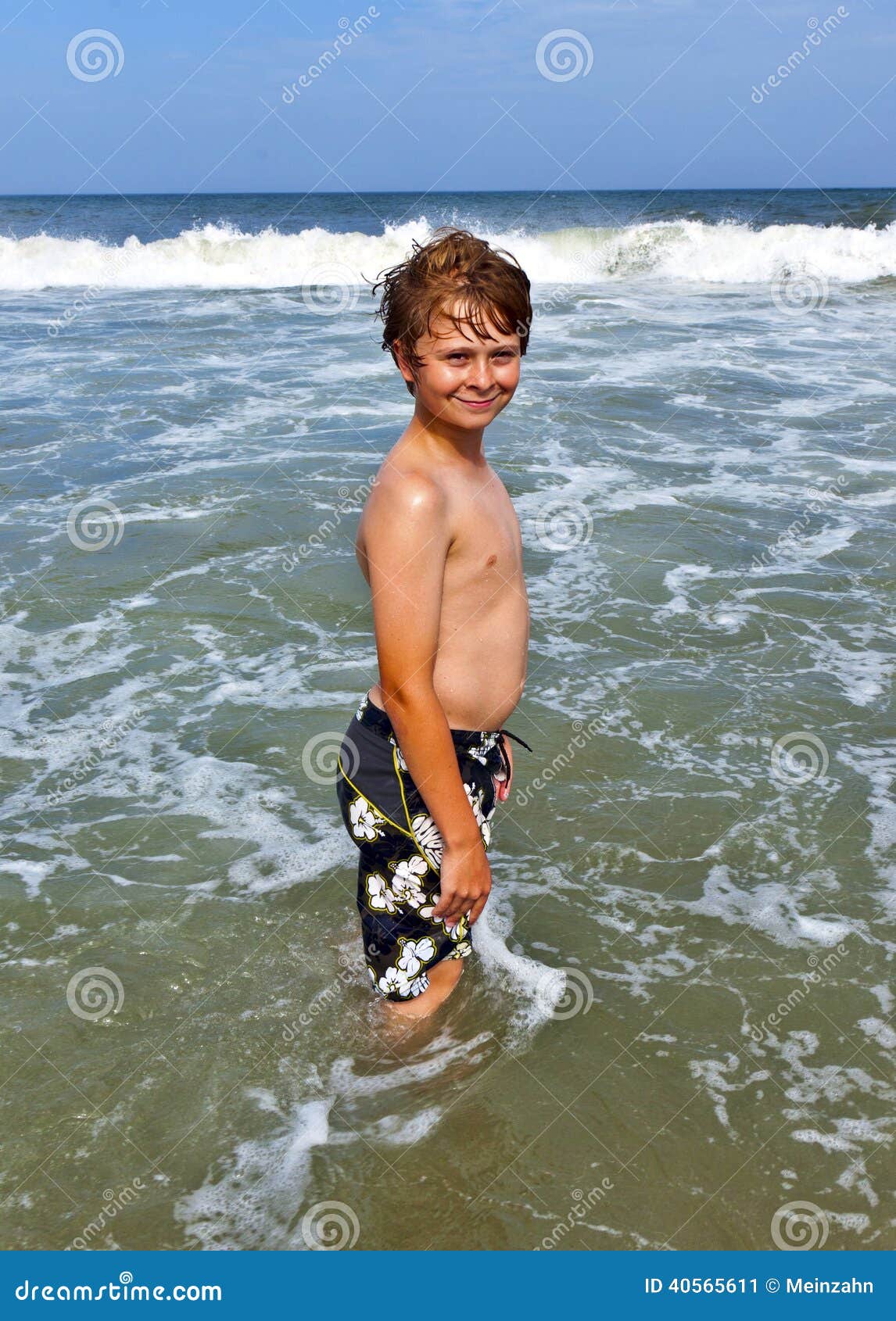 Boy in the ocean stock image. Image of portrait, self - 40565611