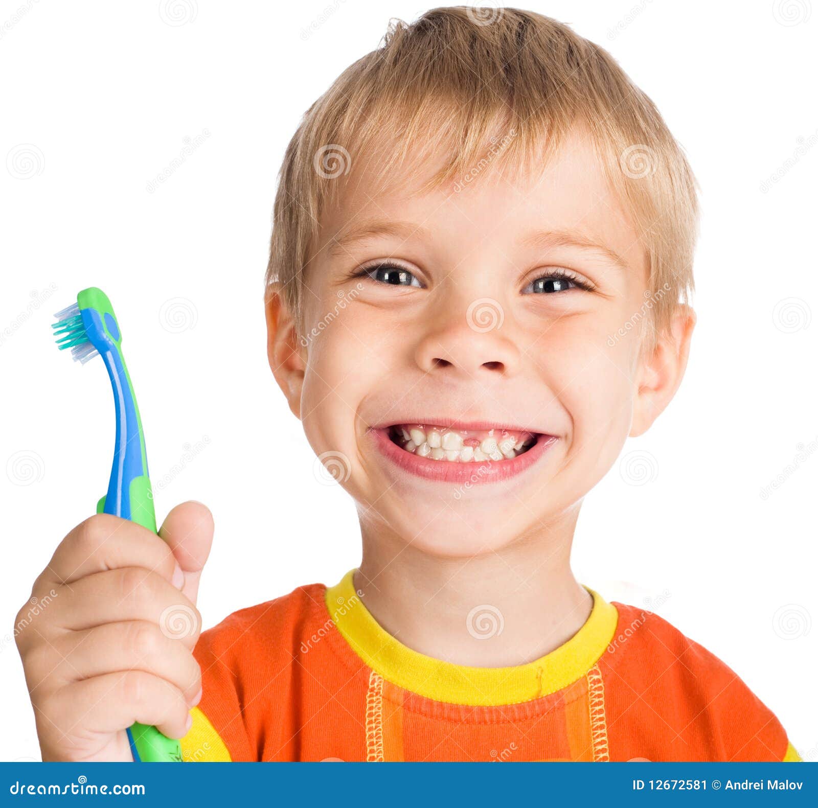 Boy without One Teeth with Toothbrush Stock Image - Image of care ...
