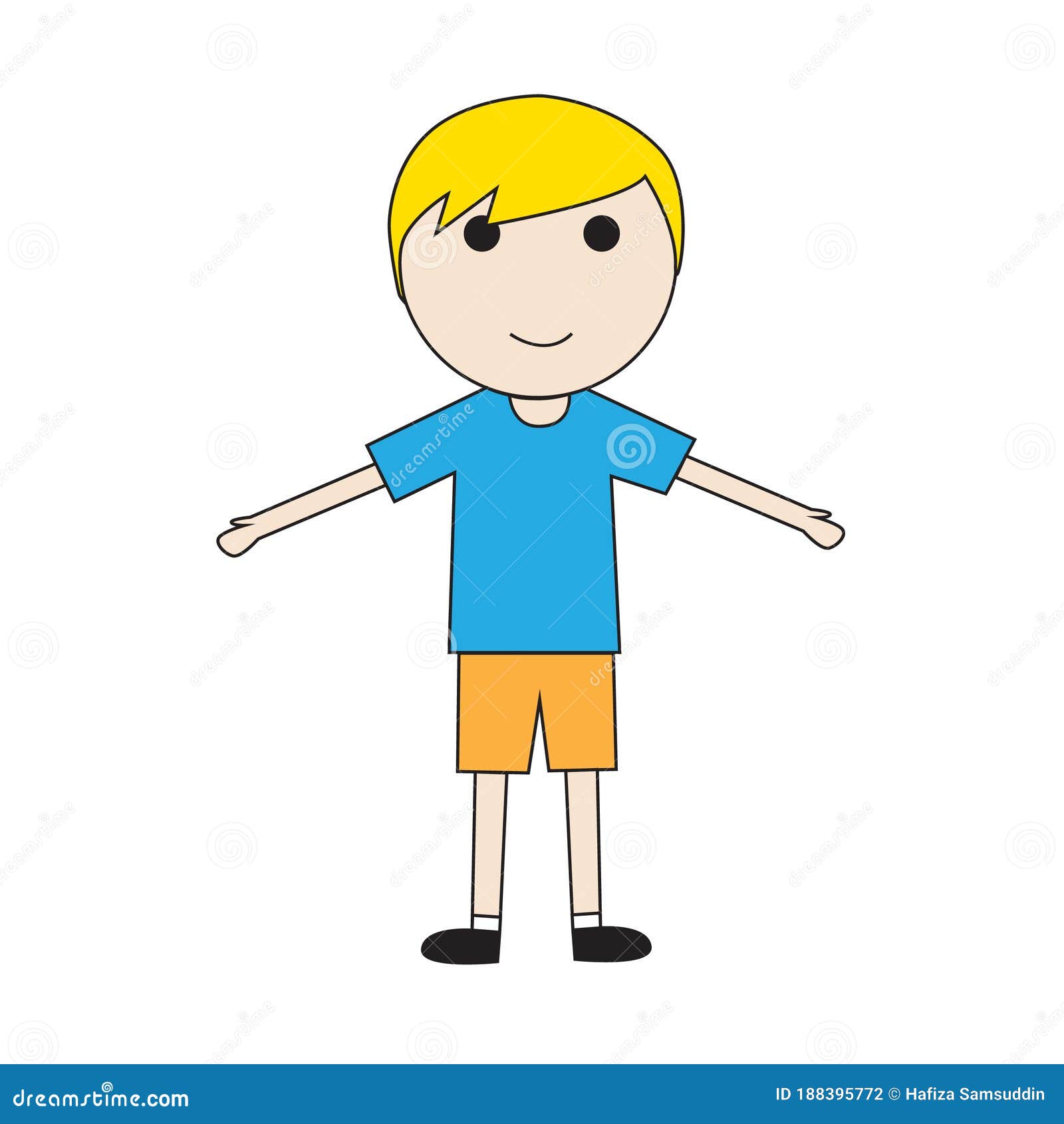 Boy with Open Arms. Vector Illustration Decorative Design Stock Vector ...