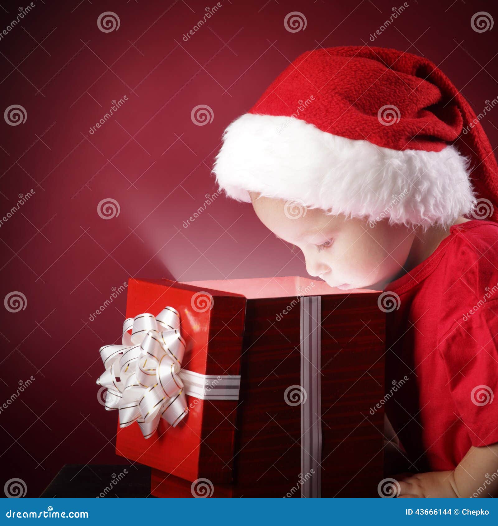 Boy Open Christmas Gift-box Stock Photo - Image of looking, decoration ...