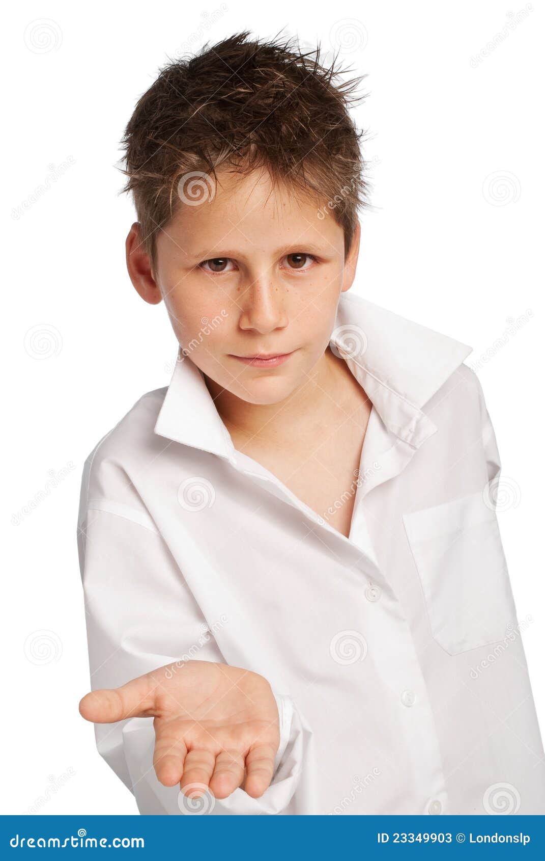 Boy with open hand. stock image. Image of young, hair - 23349903