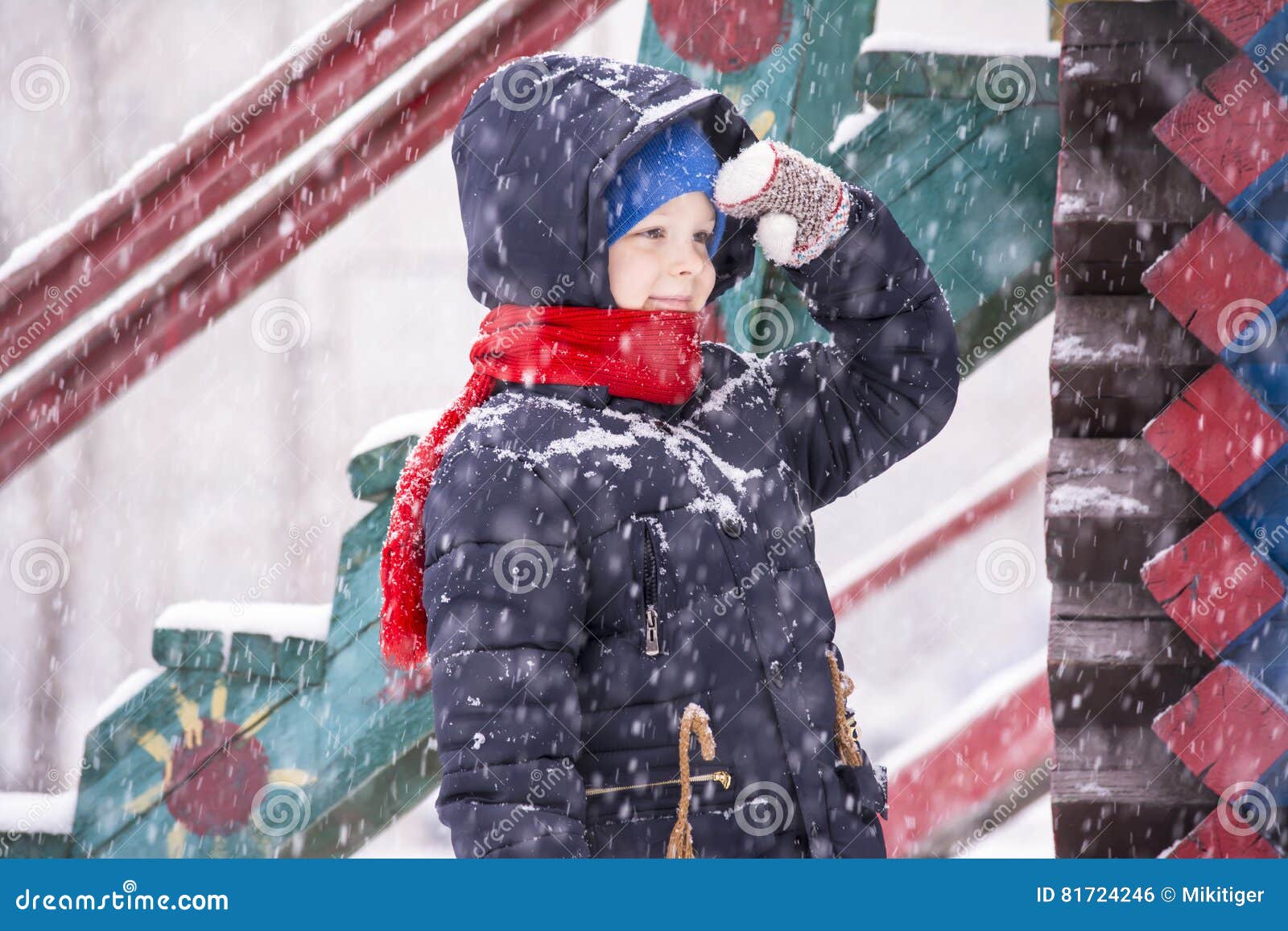 Boy outdoors in the winter stock photo. Image of cute - 81724246