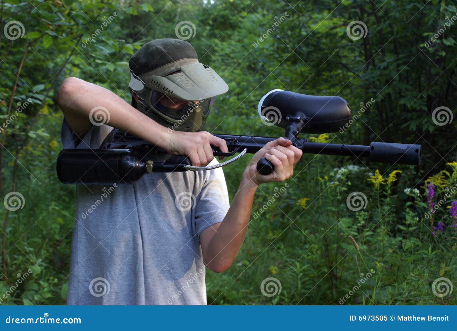 Boy Painballing stock image. Image of waiting, paintball - 6973505