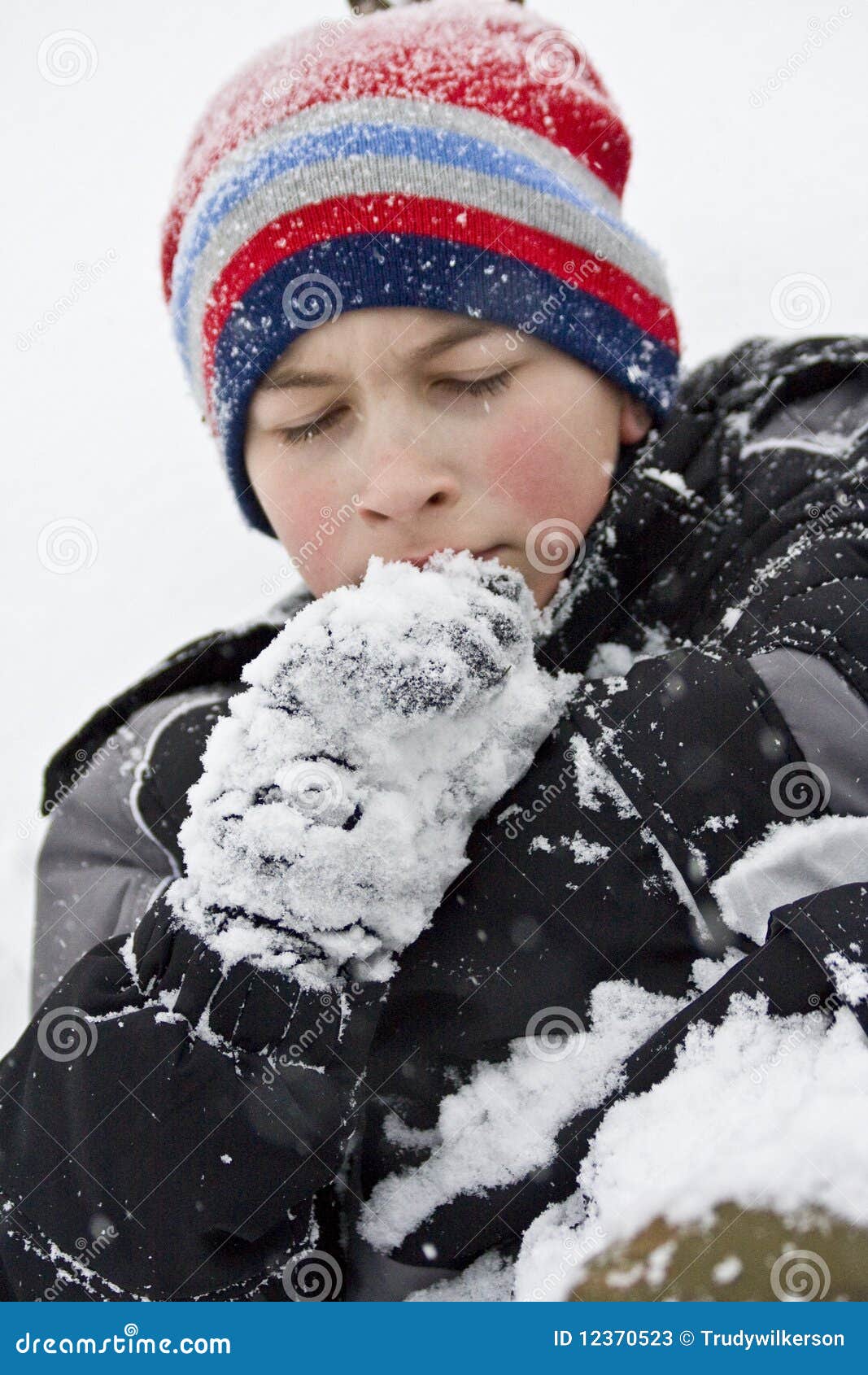 Boy Painfully Cold stock image. Image of blizzard, frigid - 12370523