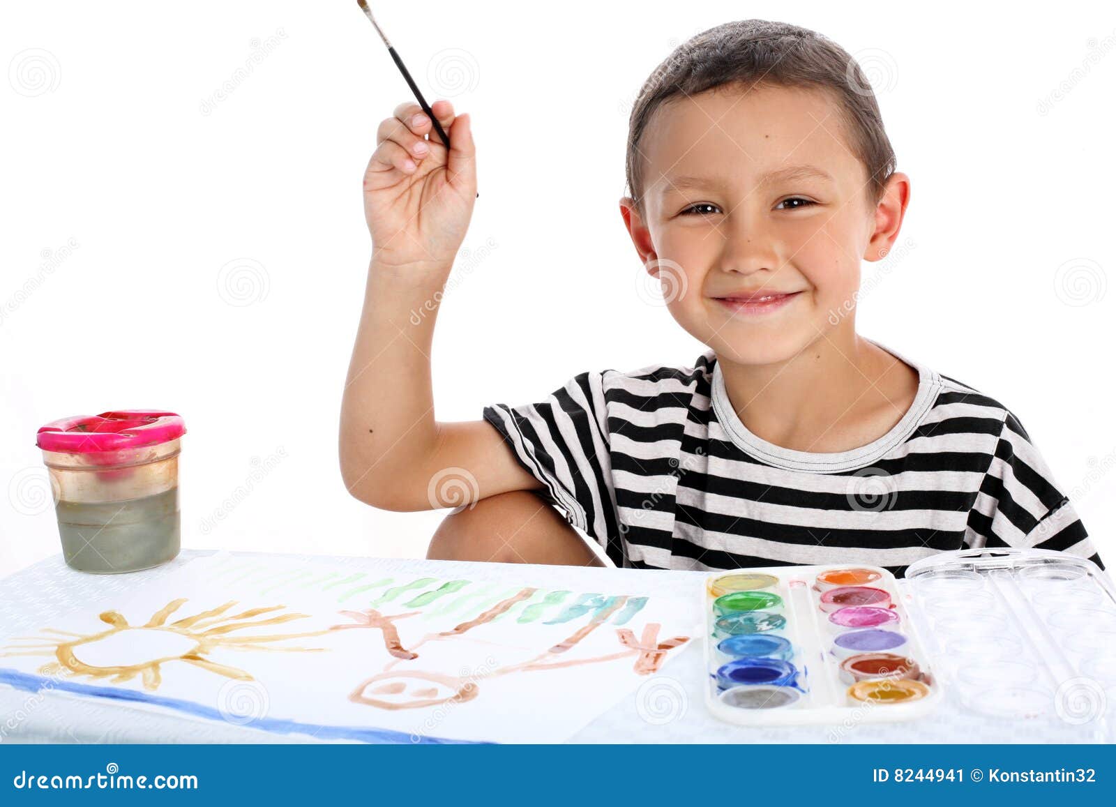 Boy with paint stock image. Image of play, colorful, happy - 8244941