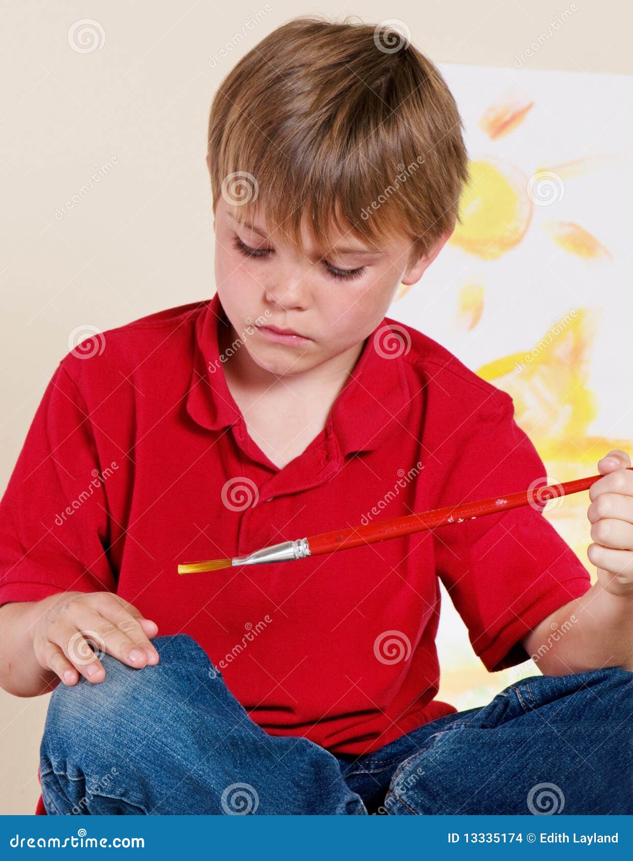 Boy with Paintbrush stock photo. Image of ethnicity, child - 13335174