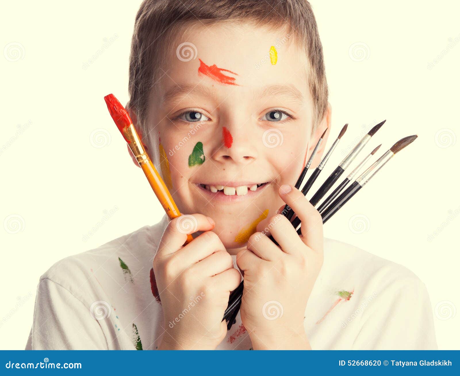 Boy with paintbrush stock photo. Image of class, activity - 52668620