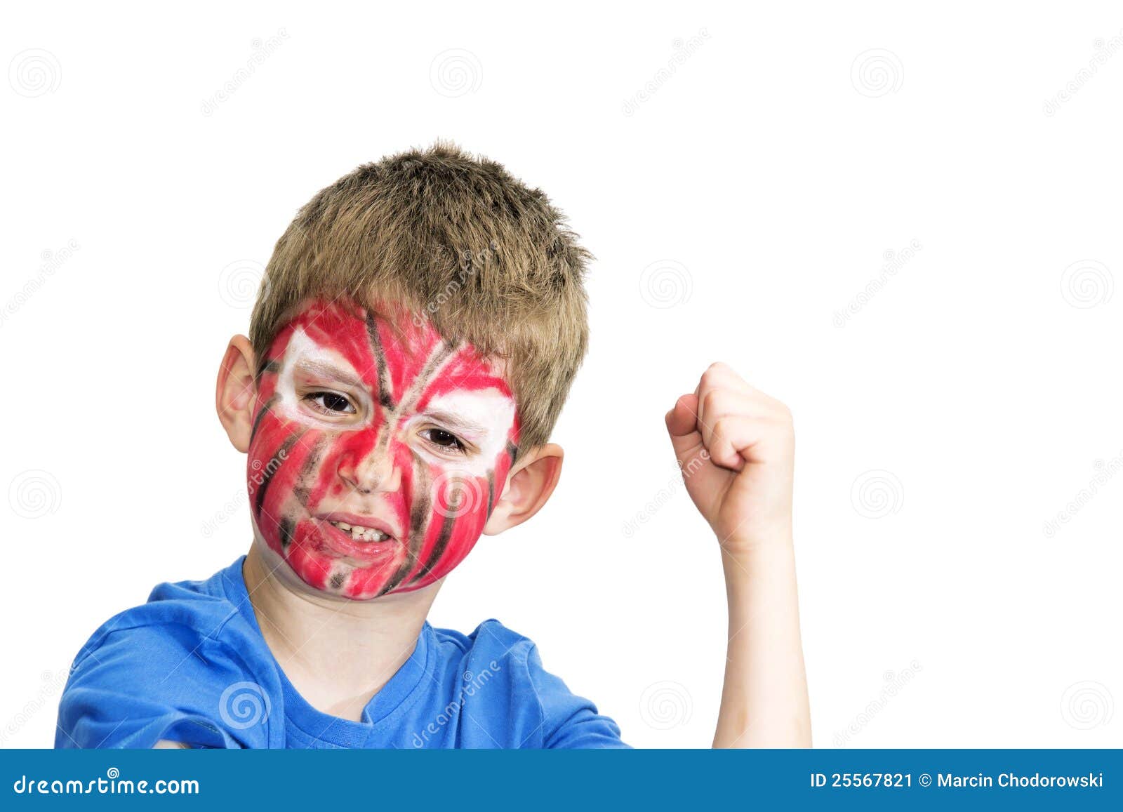 Boy with painted face stock image. Image of isolated - 25567821