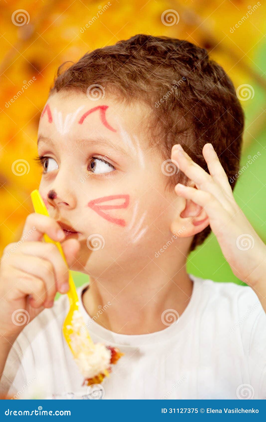 Boy with painted face stock image. Image of childhood - 31127375