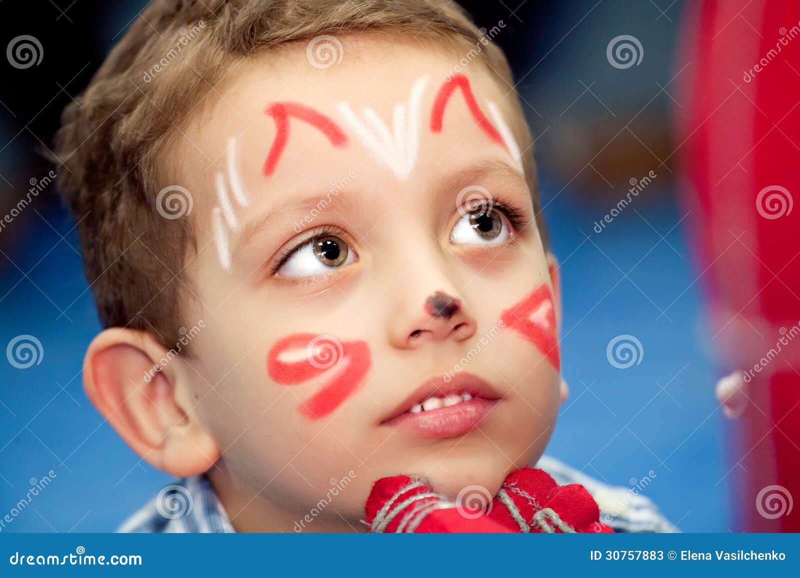 Boy with painted face stock image. Image of caucasian - 30757883