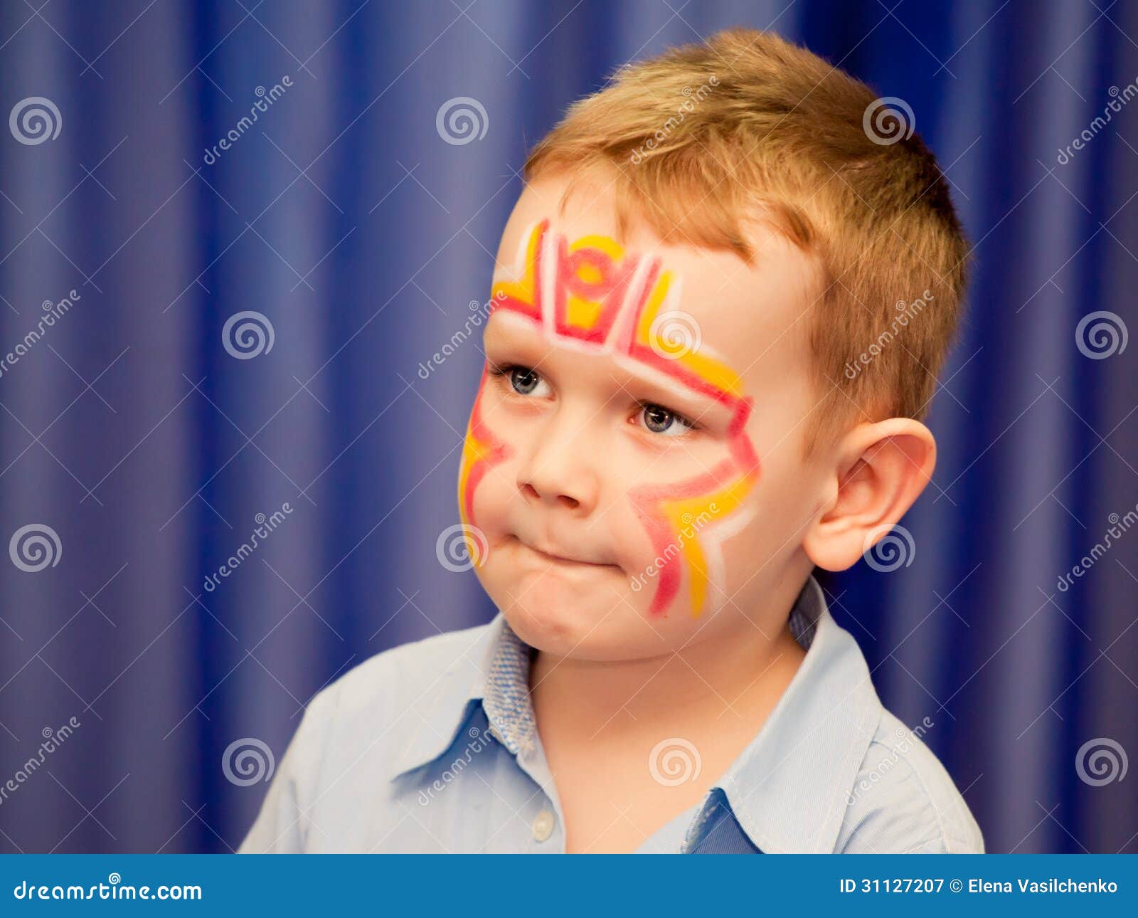 Boy with painted face stock image. Image of childhood - 31127207
