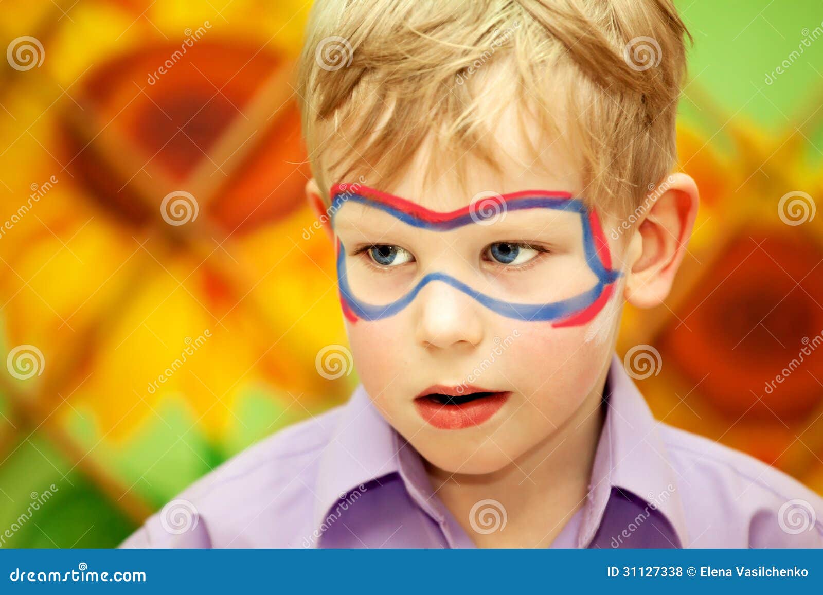 Boy with painted face stock photo. Image of active, child - 31127338