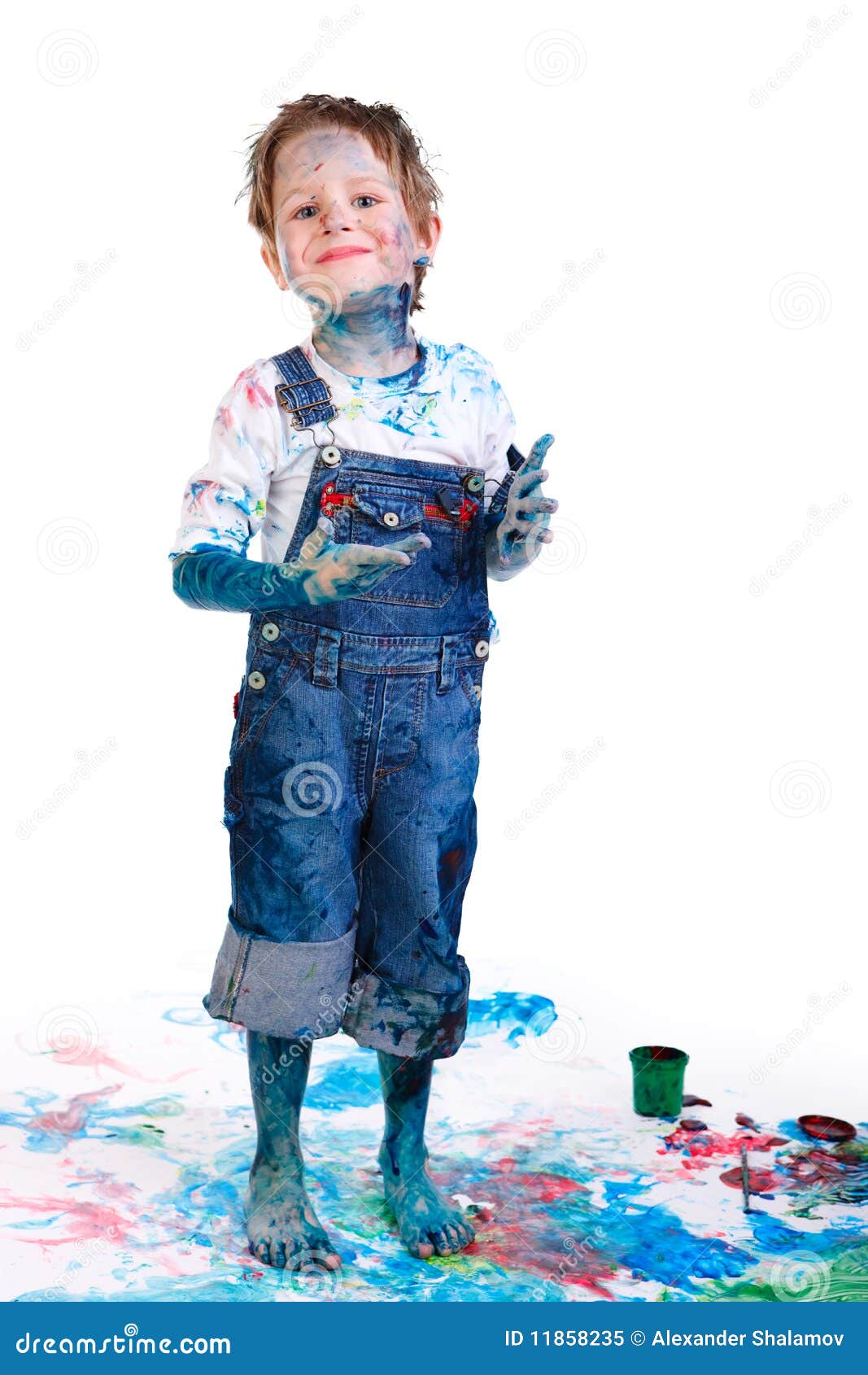 Boy painting stock image. Image of caucasian, drawing - 11858235