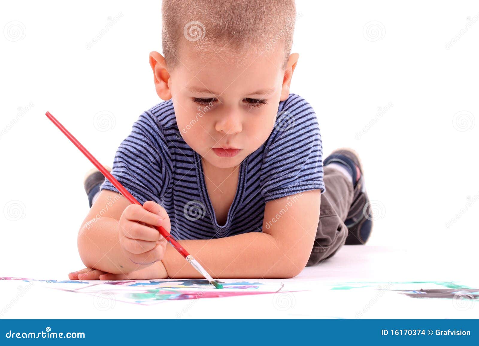 Boy painting stock photo. Image of cute, casual, finger - 16170374