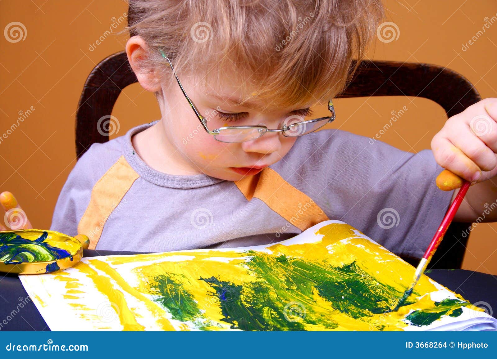 Boy Painting Picture. Image: 3668264