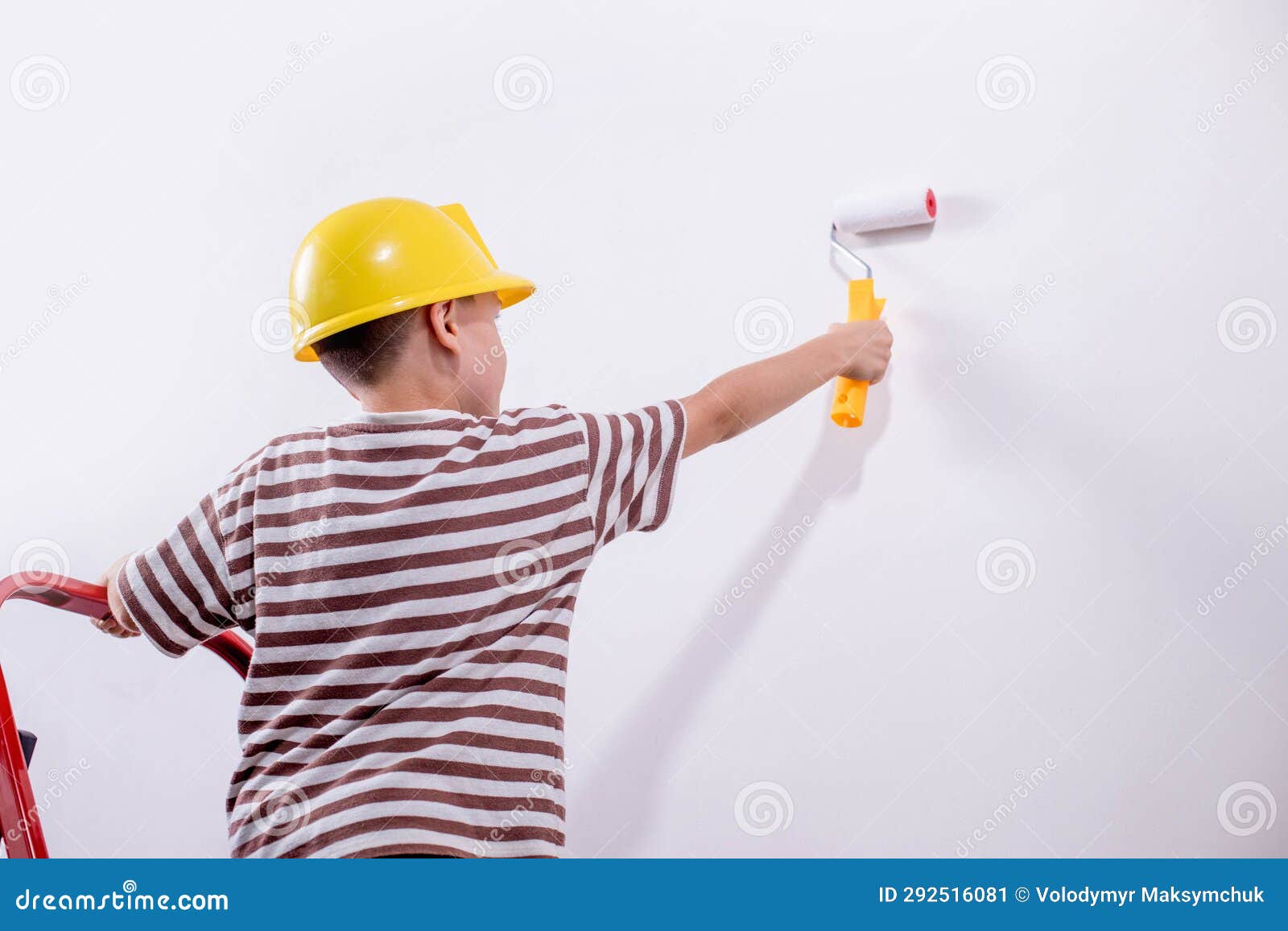 Boy Painting Wall during Home Renovation Stock Image - Image of ...