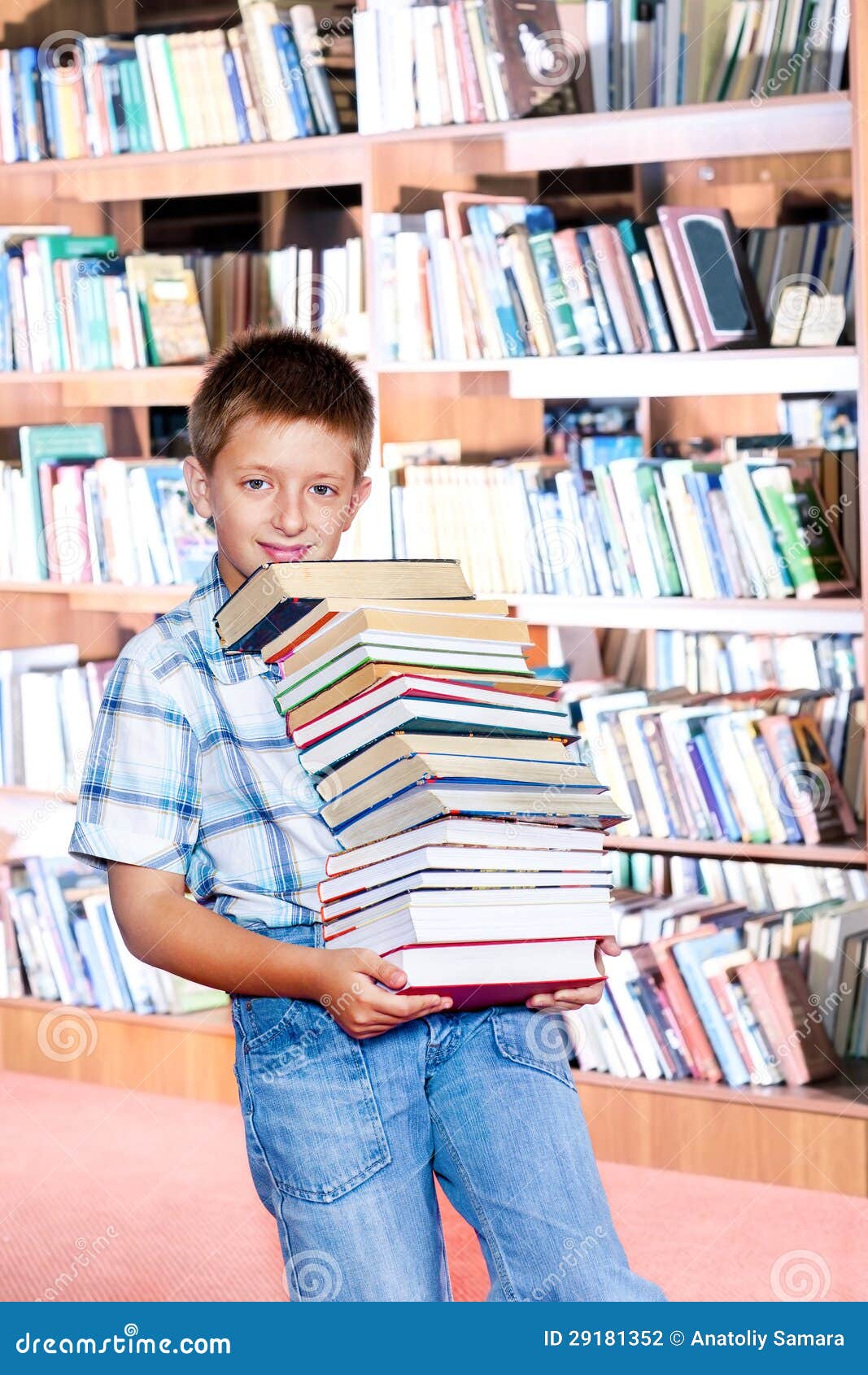 Boy with paper books stock photo. Image of education - 29181352