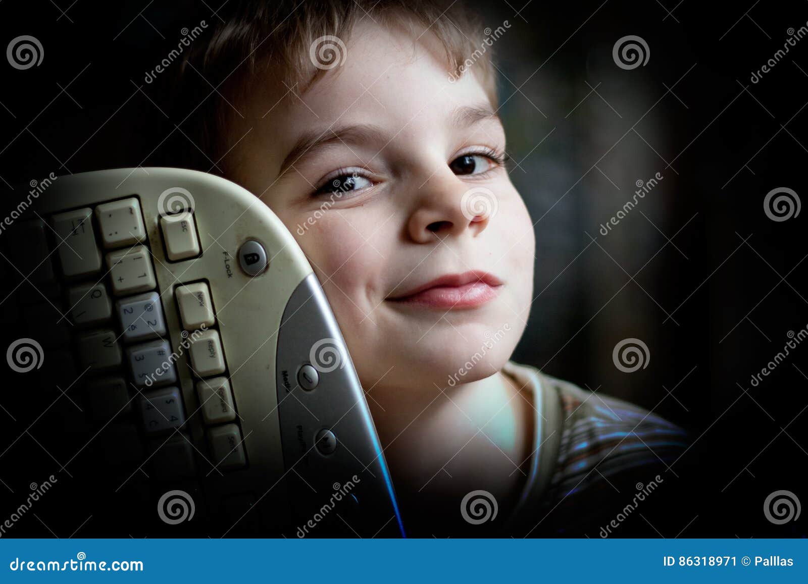 Boy with PC keyboard stock image. Image of loving, game - 86318971