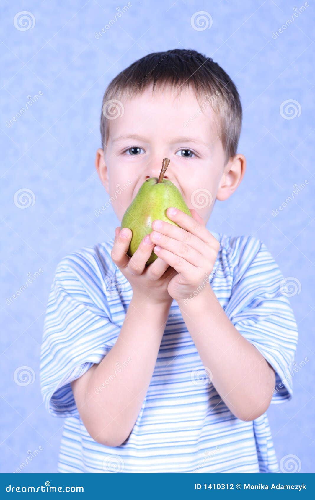 Boy and pear stock photo. Image of delicious, food, health - 1410312