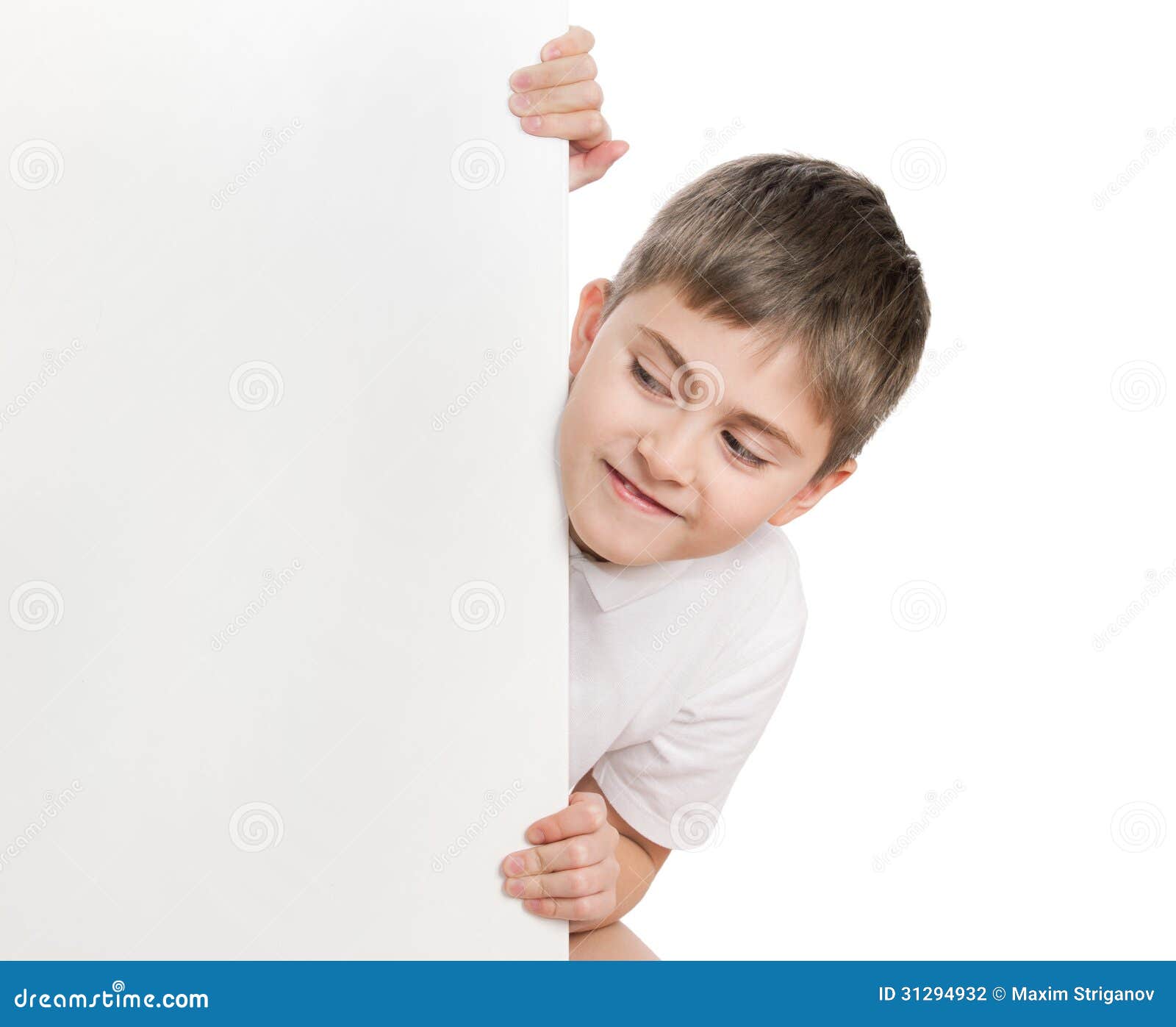 Boy Peep Out through Poster Stock Photo - Image of glare, schoolchild ...
