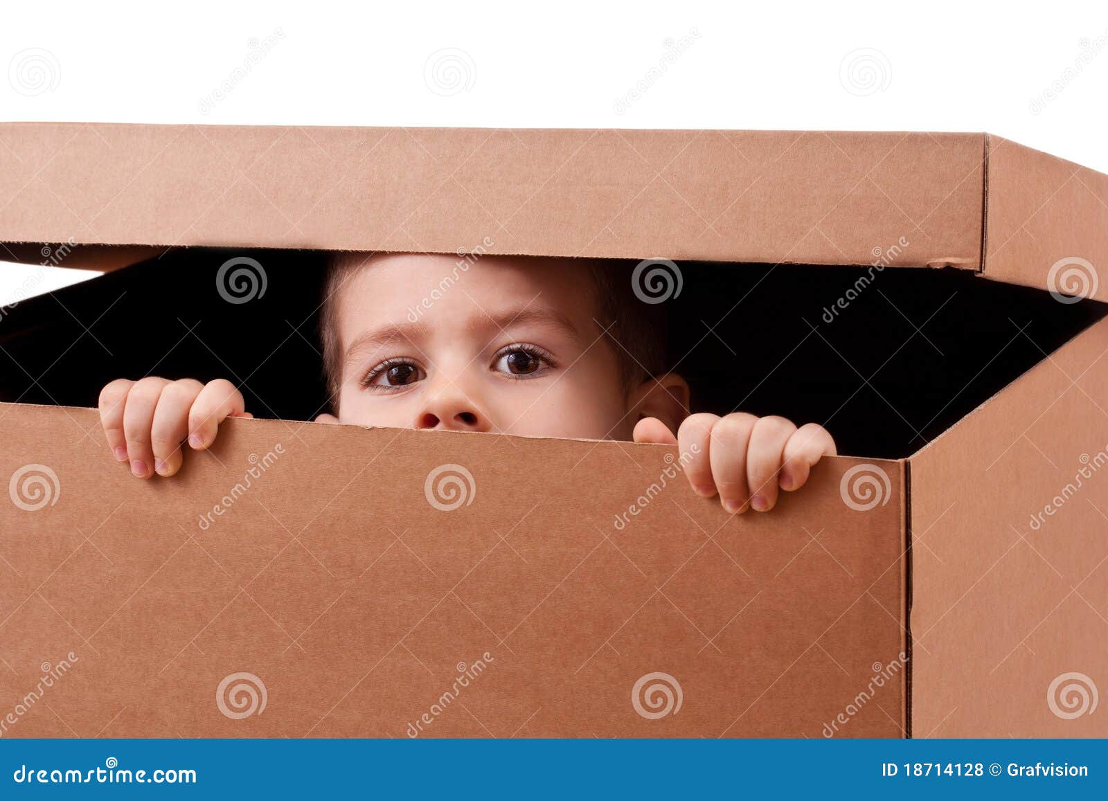 Boy peeping stock photo. Image of cardboard, peep, face - 18714128