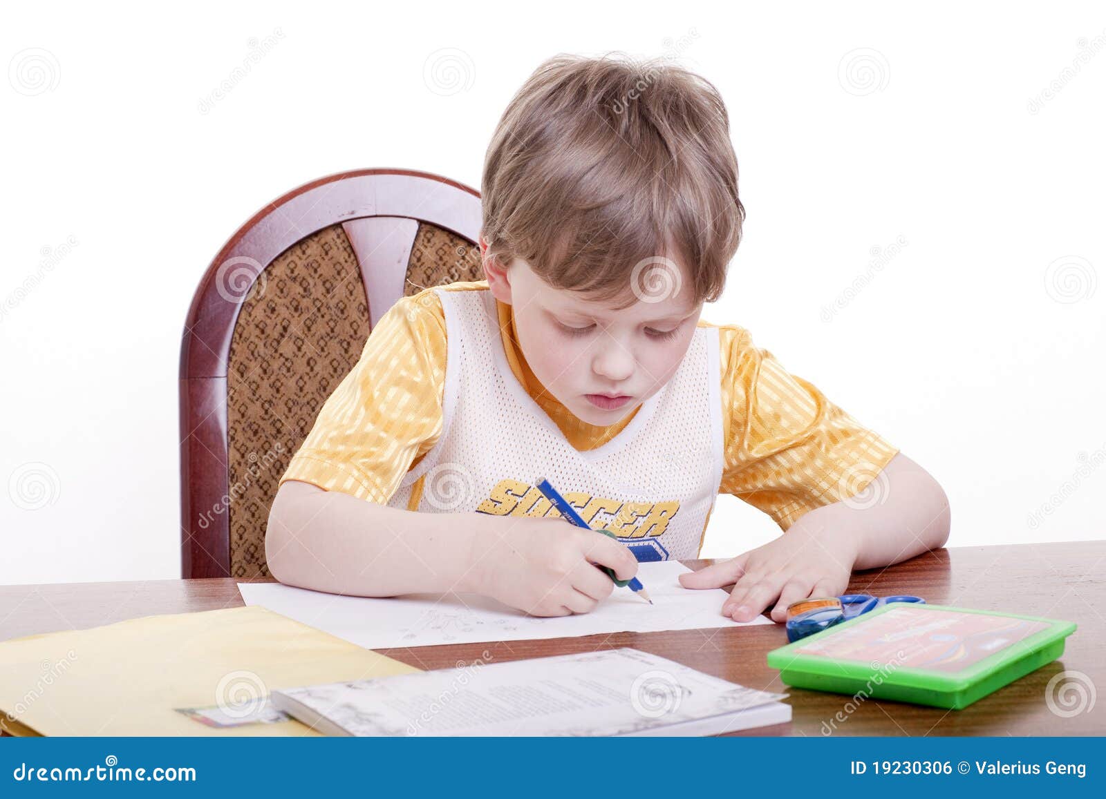Boy with pencil stock photo. Image of child, spare, manly - 19230306