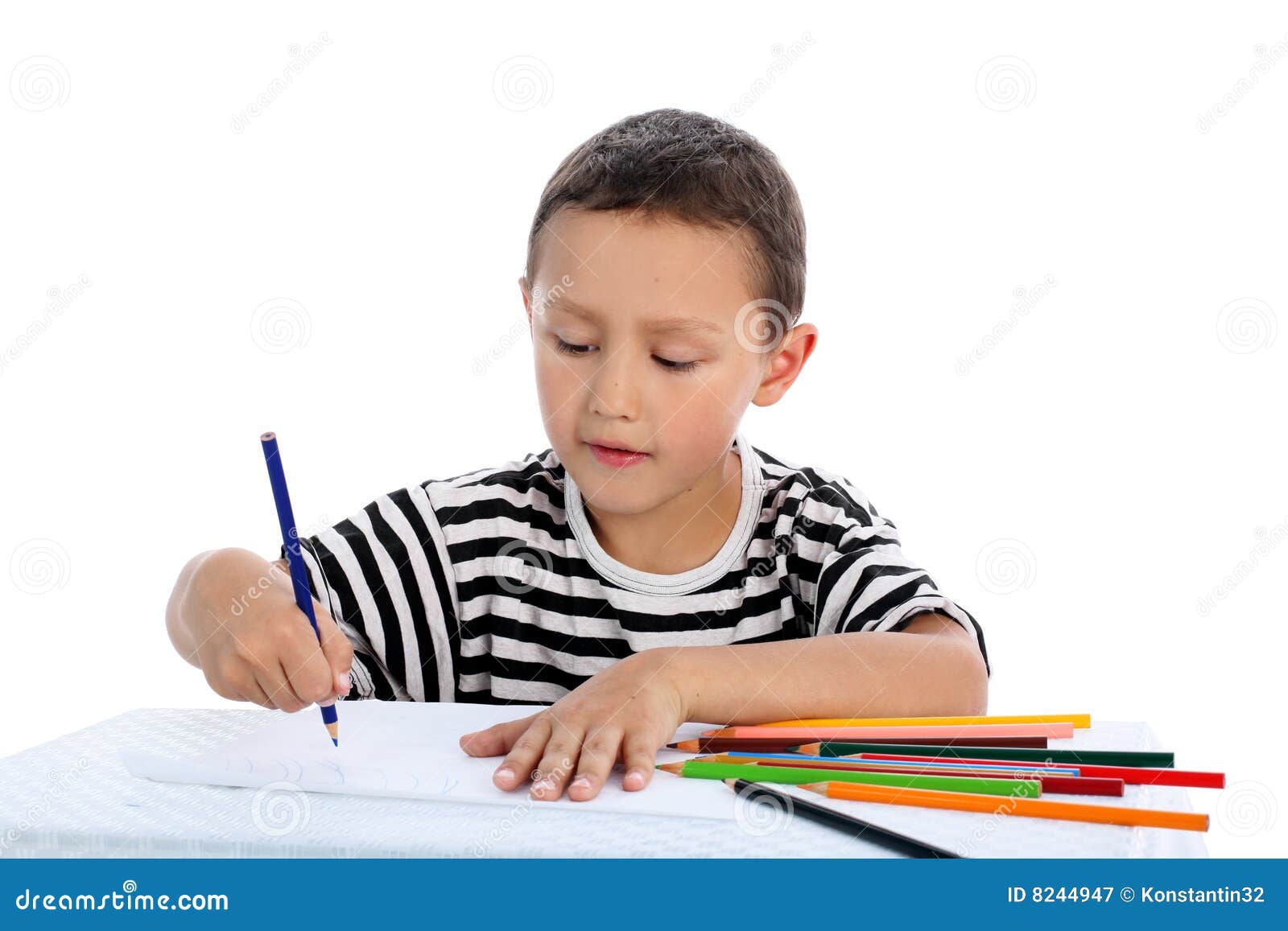 Boy with pencil stock image. Image of lovely, colorful - 8244947