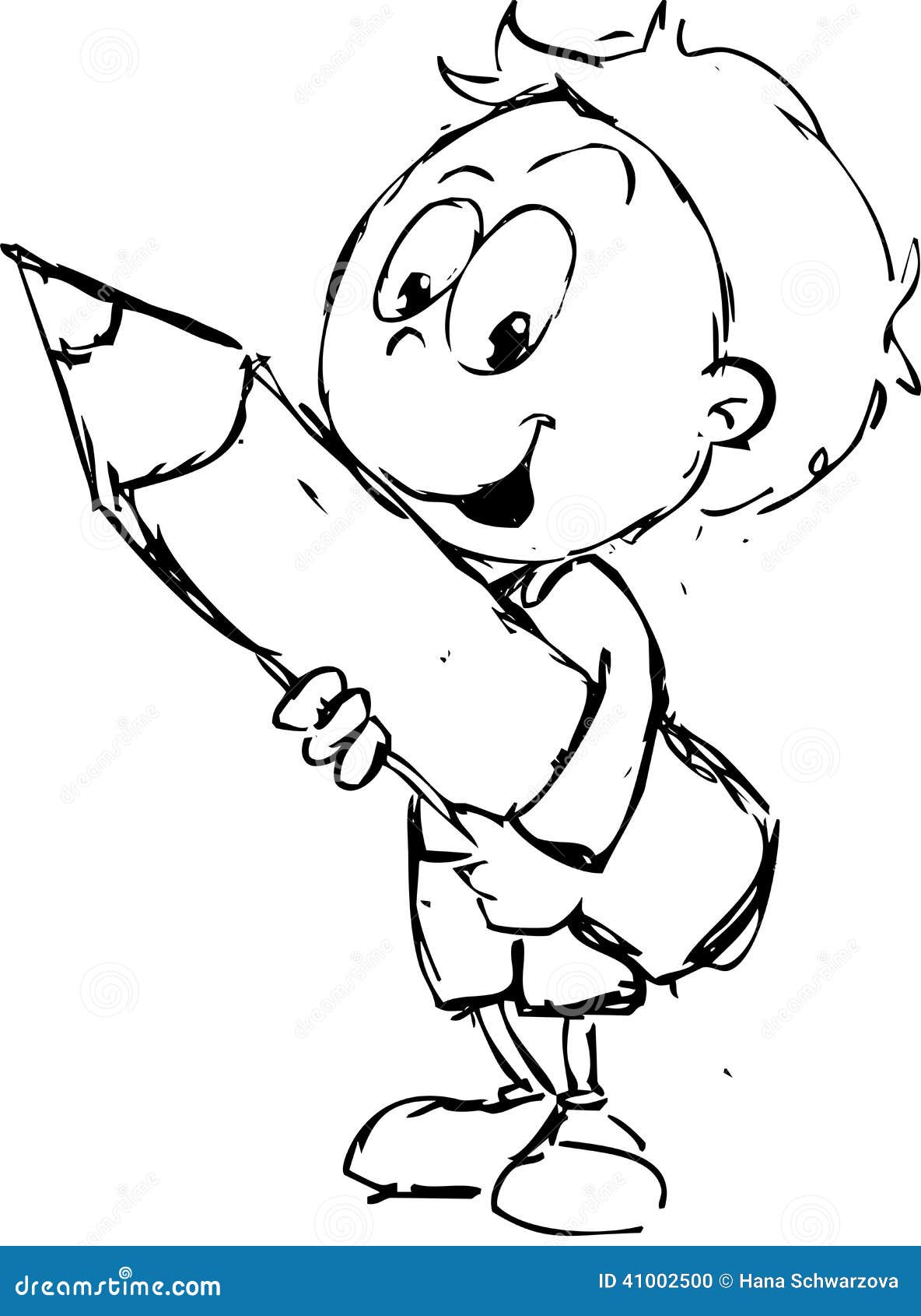 Boy with pencil stock vector. Illustration of black, little - 41002500