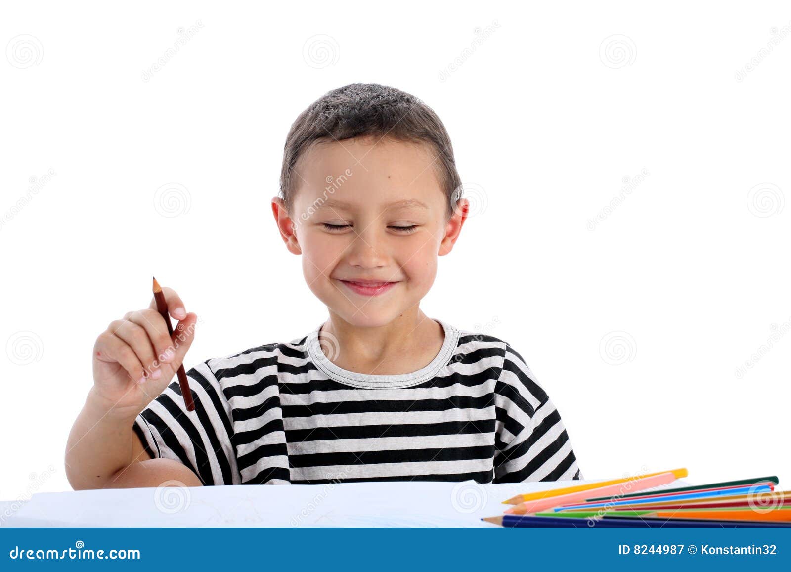 Boy with pencils stock image. Image of family, caucasian - 8244987