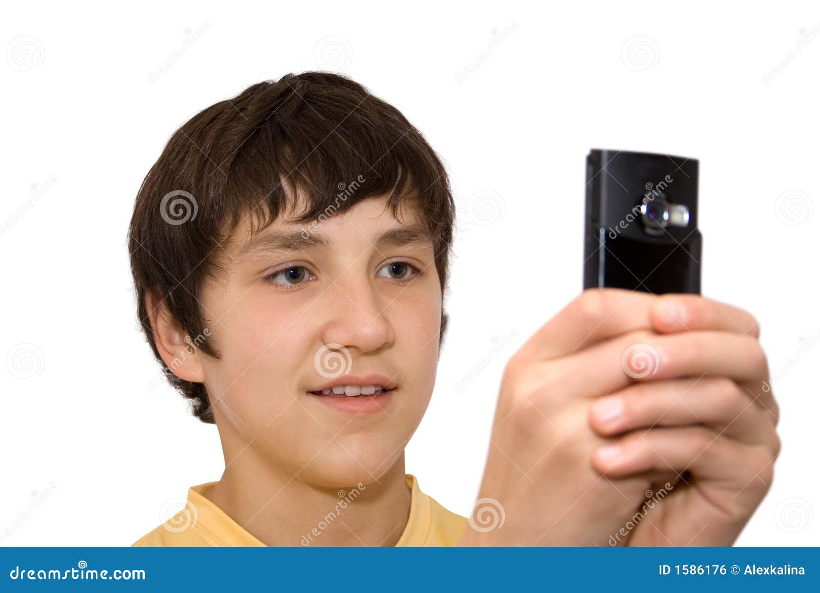 Boy and phone stock photo. Image of cute, kids, alone - 1586176