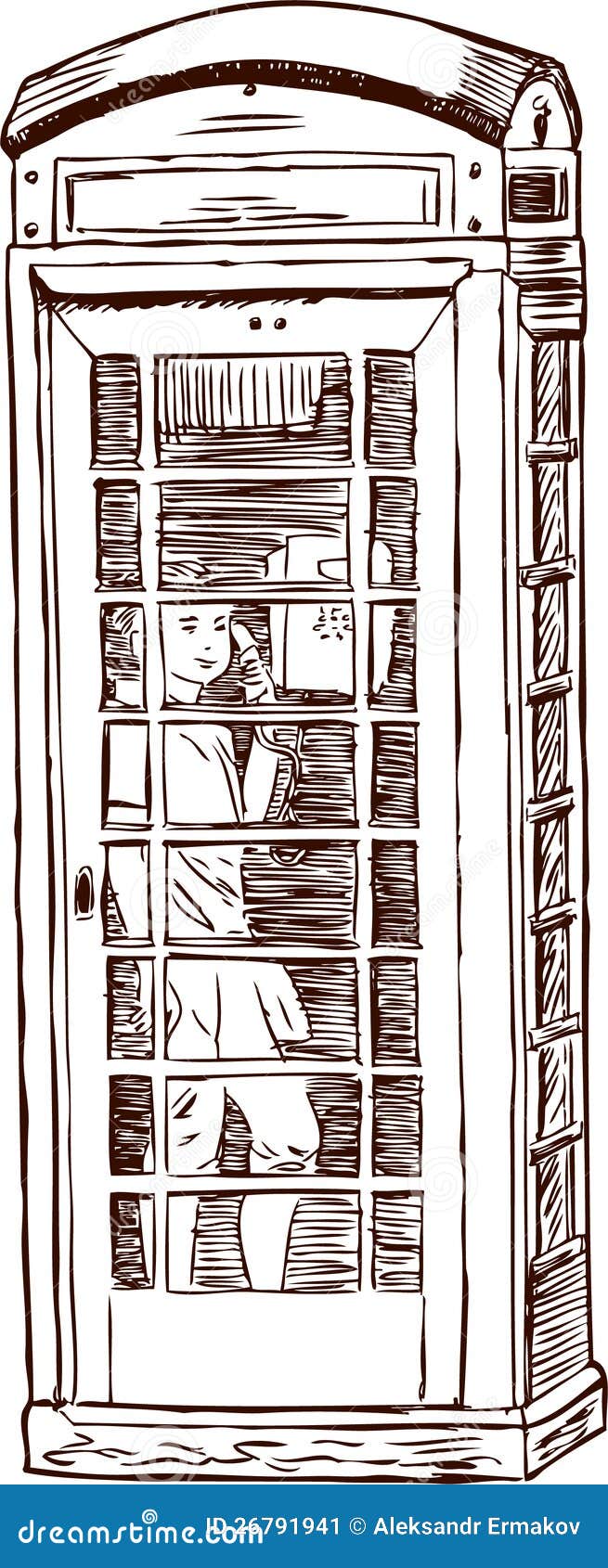 Boy in a phone booth stock vector. Illustration of opperated - 26791941