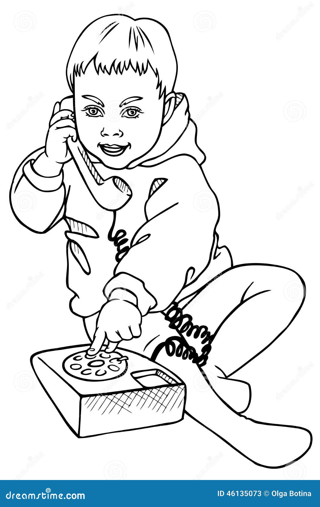 Boy and phone stock vector. Illustration of call, phone - 46135073