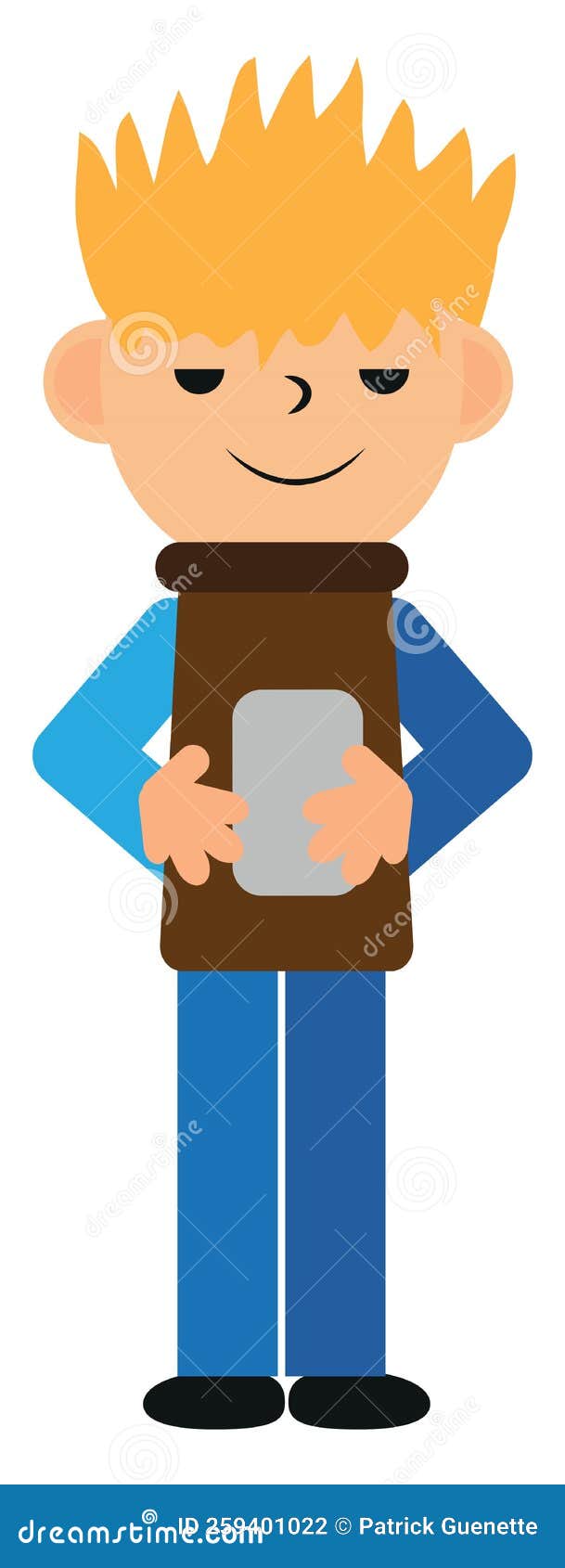 Boy with phone, icon stock vector. Illustration of background - 259401022
