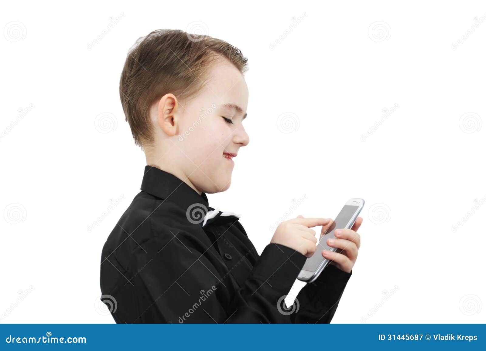 Boy with a phone stock image. Image of cellphone, mobile - 31445687