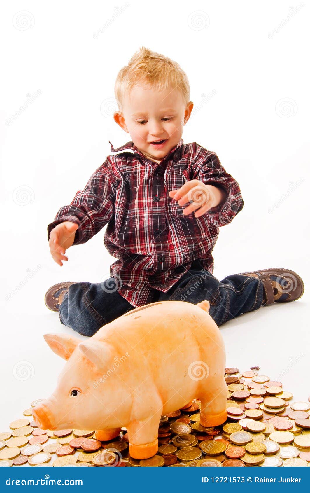 Boy with piggy bank stock image. Image of economy, bank - 12721573