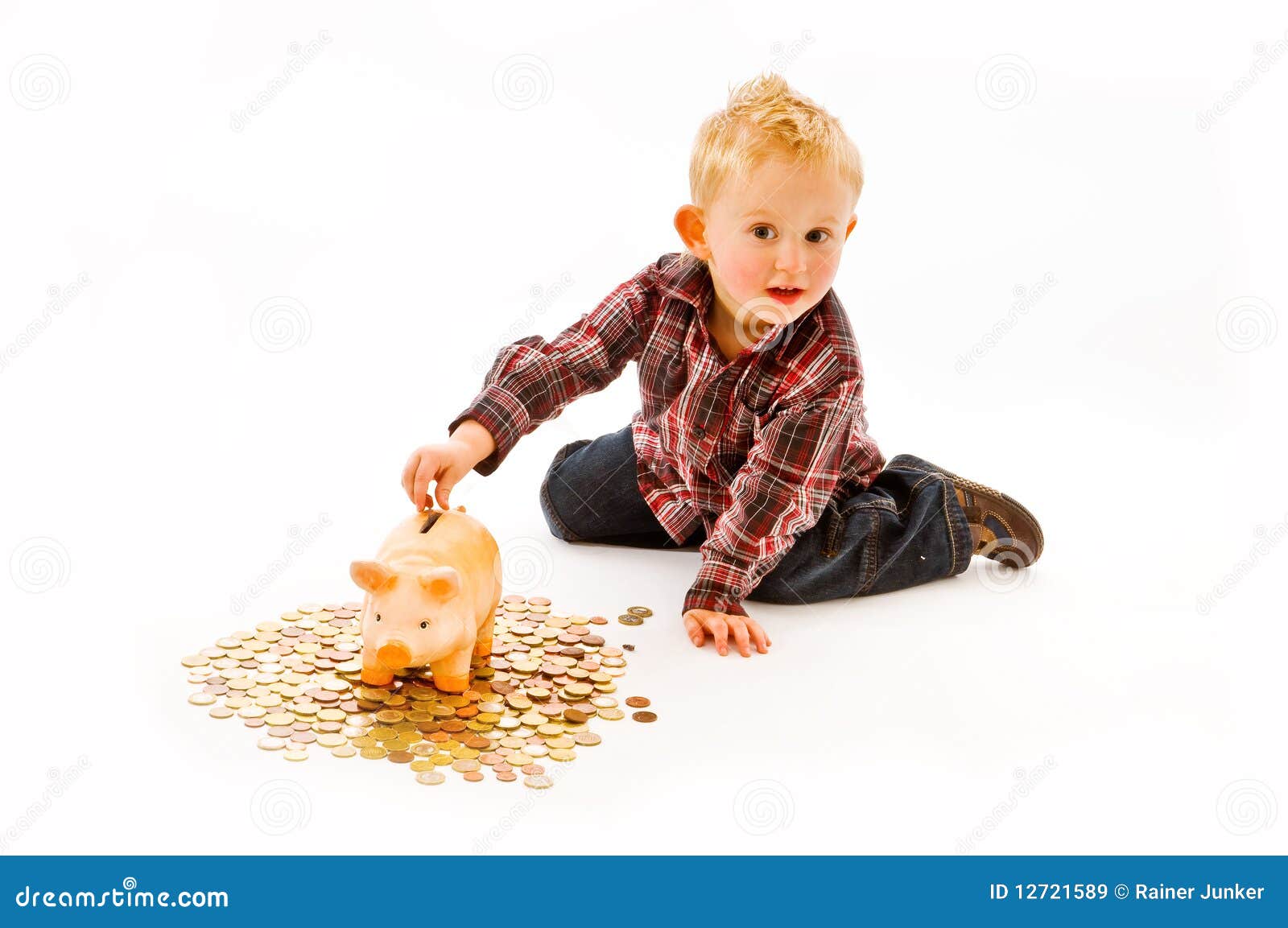 Boy with piggy bank stock image. Image of income, cash - 12721589