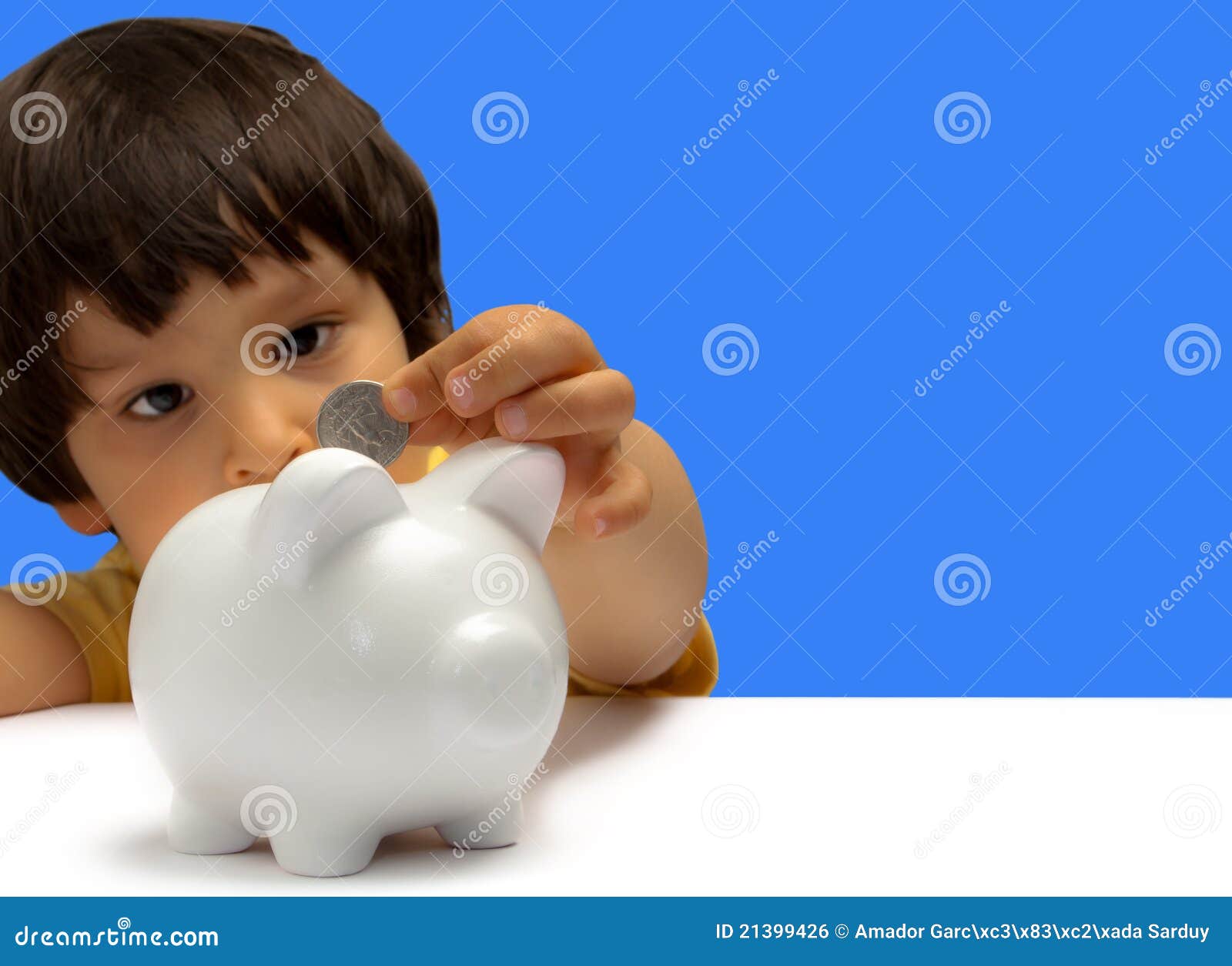 Boy with piggy bank stock photo. Image of dollar, piggybank - 21399426