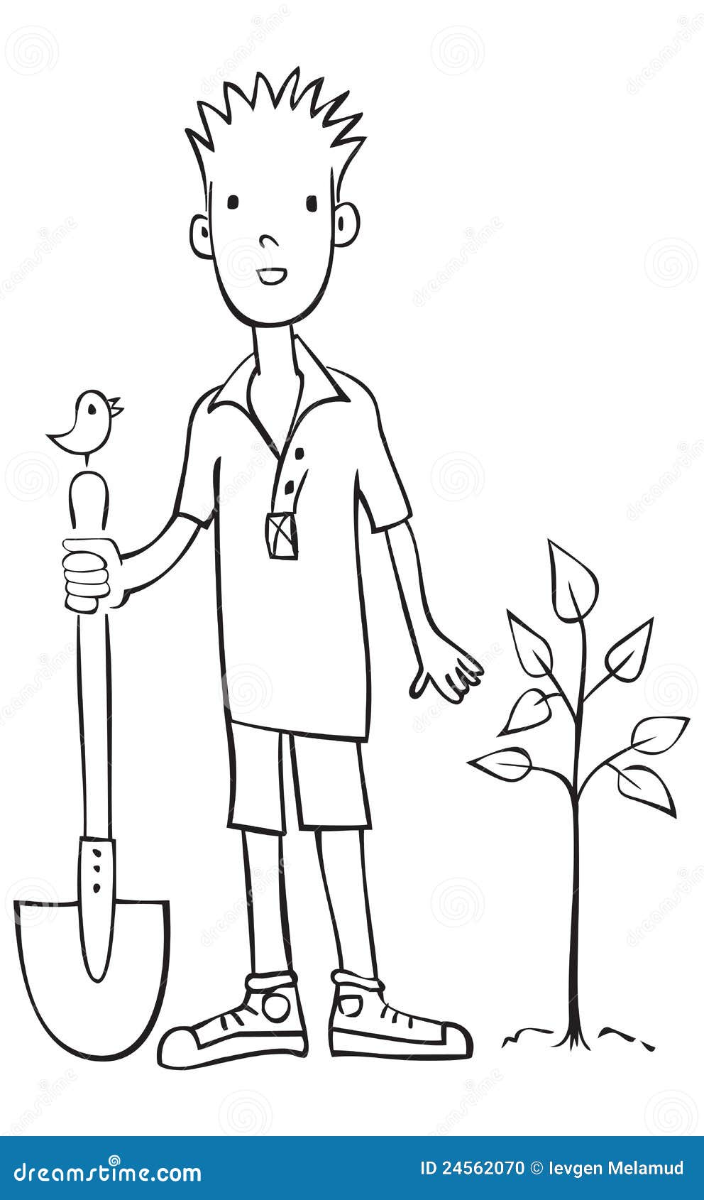 Boy Planting Tree Vector Illustration Stock Vector - Illustration of ...