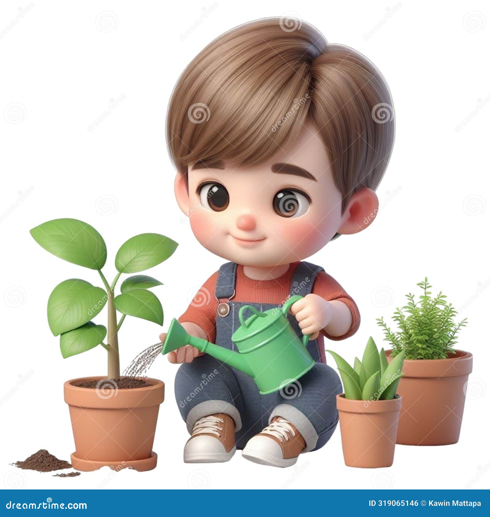 Boy planting trees stock illustration. Illustration of earth - 319065146