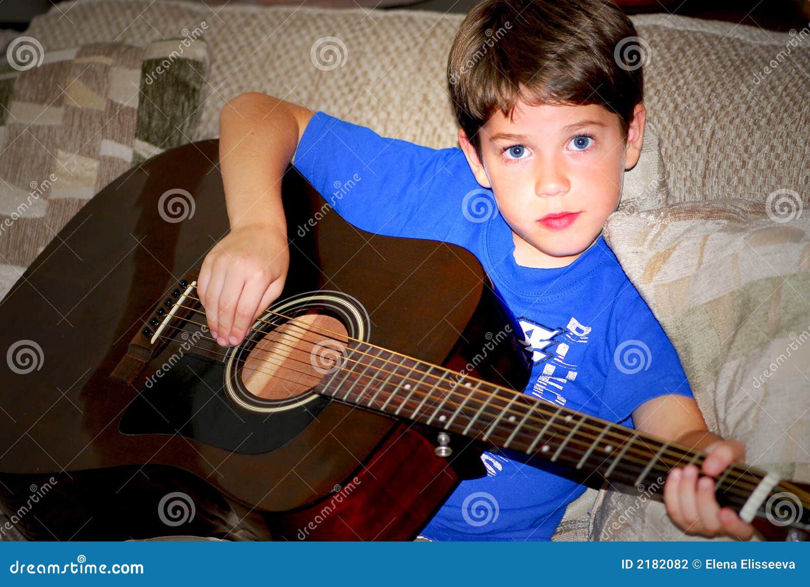 Boy play guitar stock photo. Image of blue, musical, guitarist - 2182082