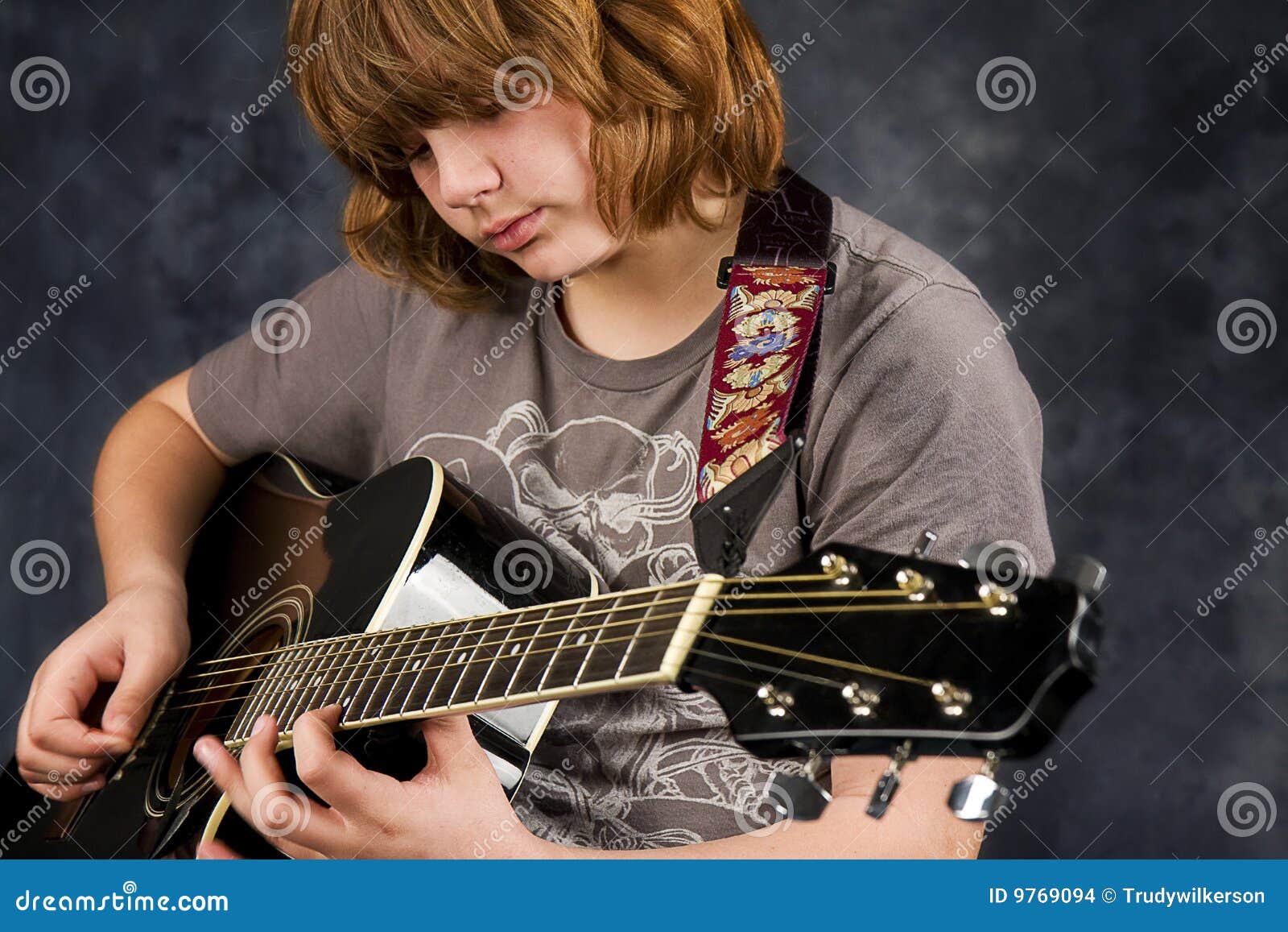 Boy Play Guitar stock photo. Image of picking, instrument - 9769094
