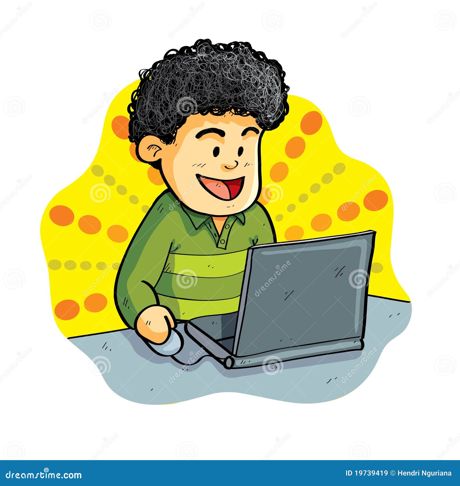 Boy Play Laptop stock vector. Illustration of people - 19739419