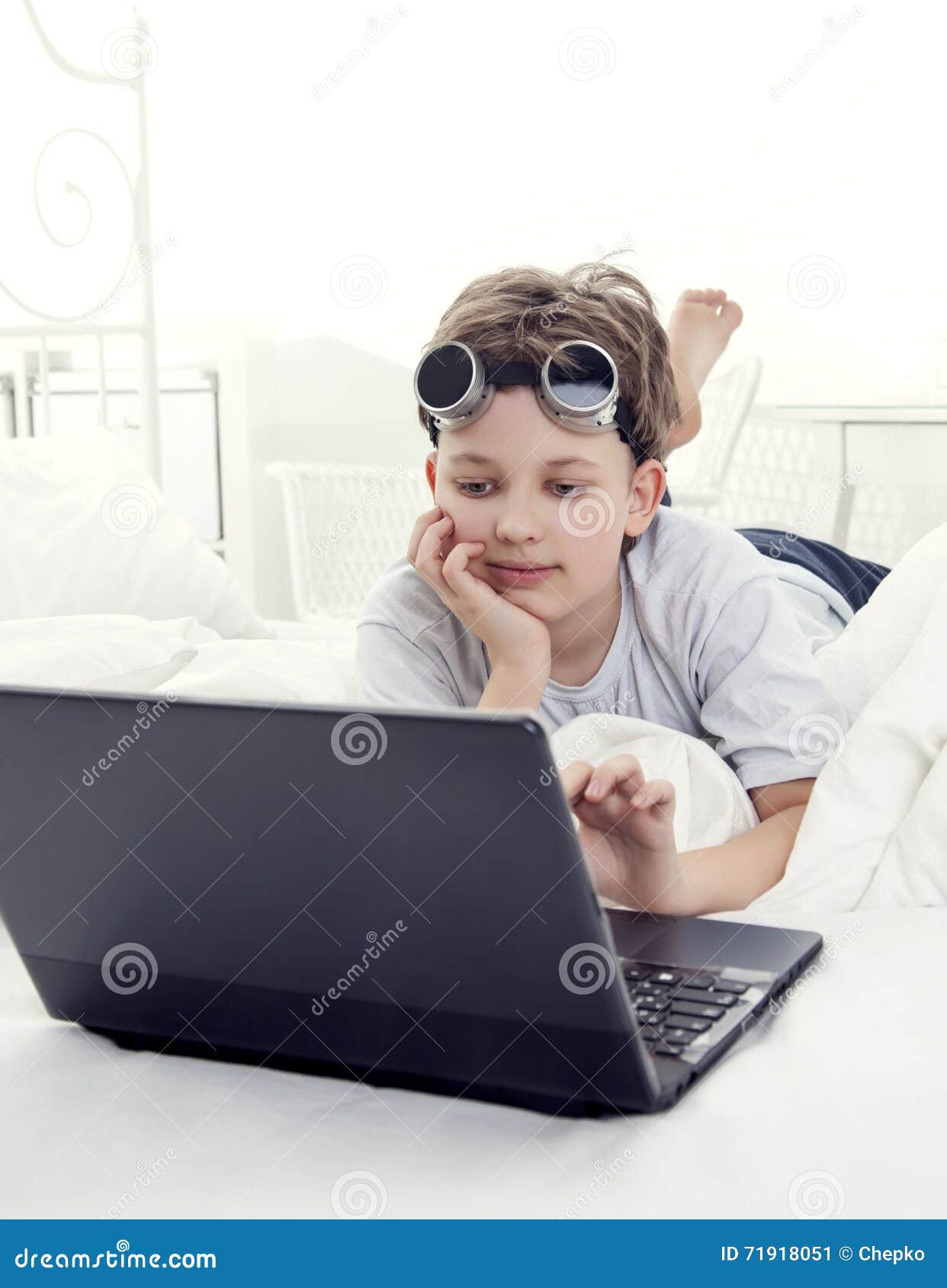 Boy play with laptop stock image. Image of male, little - 71918051
