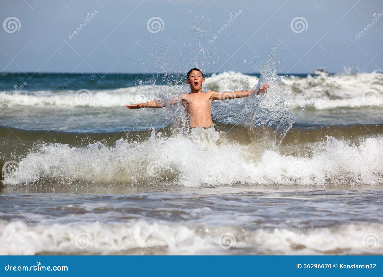 Boy play with ocean stock photo. Image of emotion, hand - 36296670