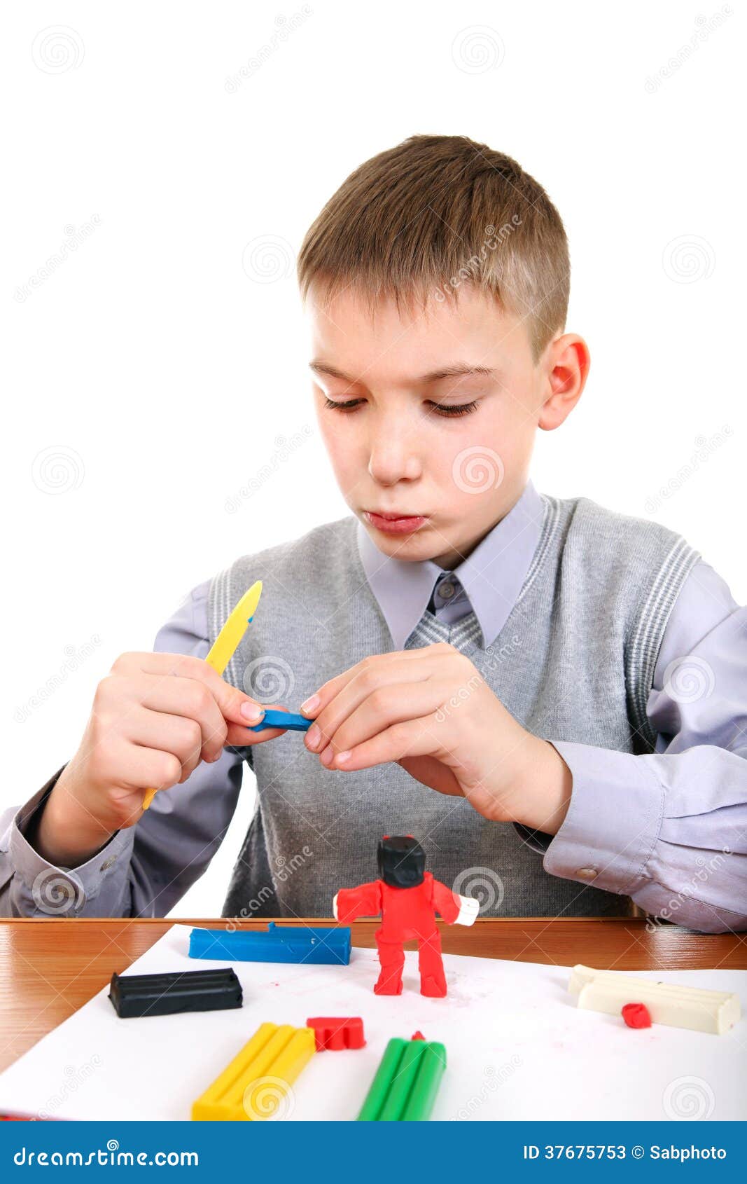 Boy Play with Plasticine stock image. Image of child - 37675753