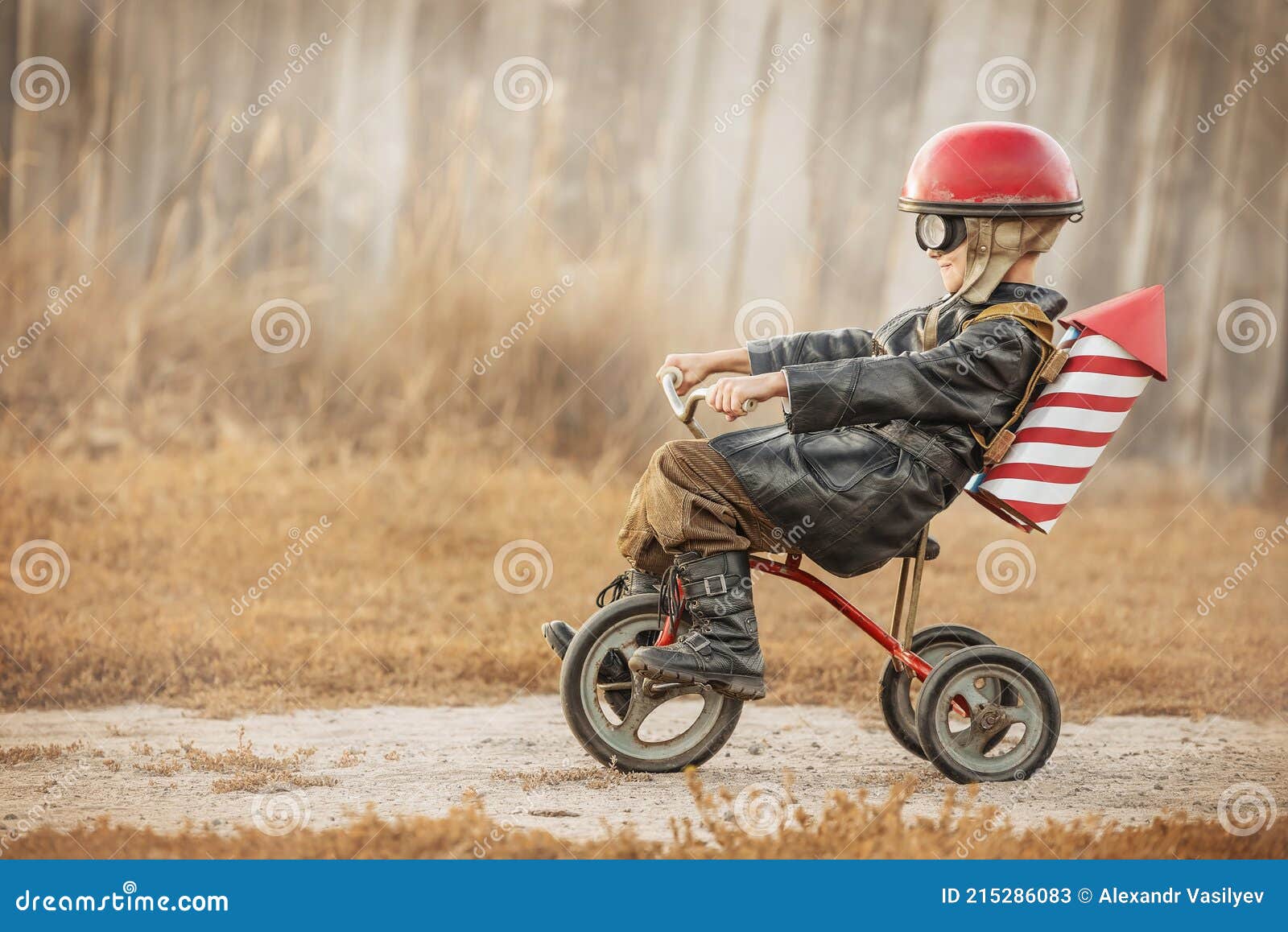 Boy Play in the Rider and the Rocketman Stock Image - Image of imagine ...