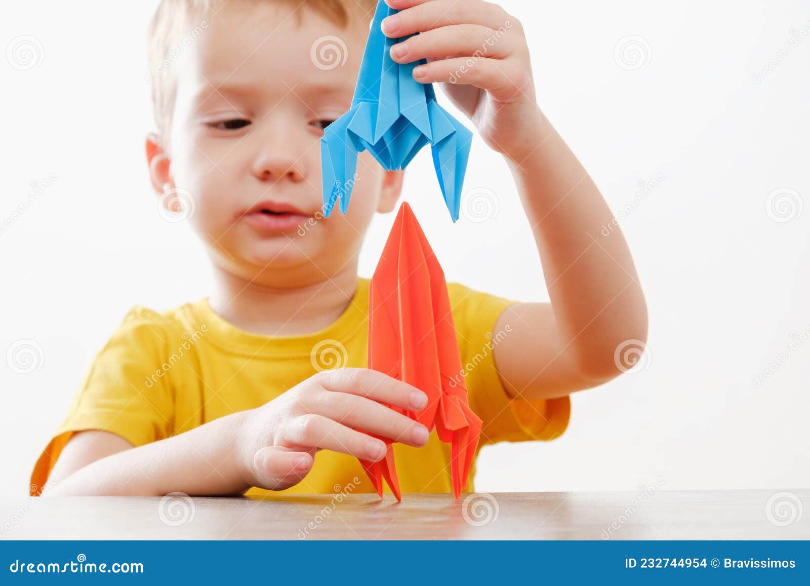 Boy Play with Rocket Child Toy Dream, Little Stock Photo - Image of ...