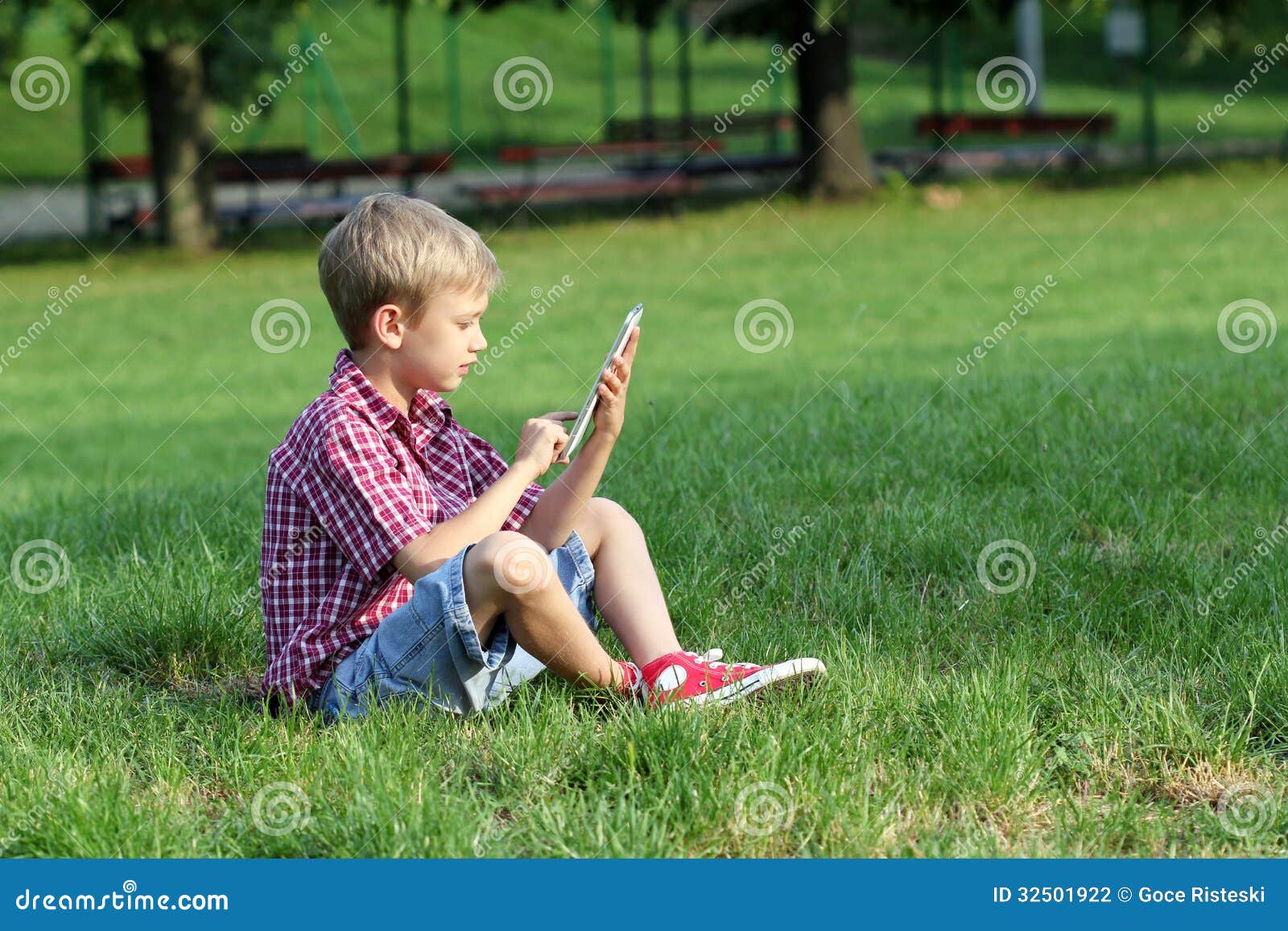 Boy play with tablet pc stock photo. Image of caucasian - 32501922