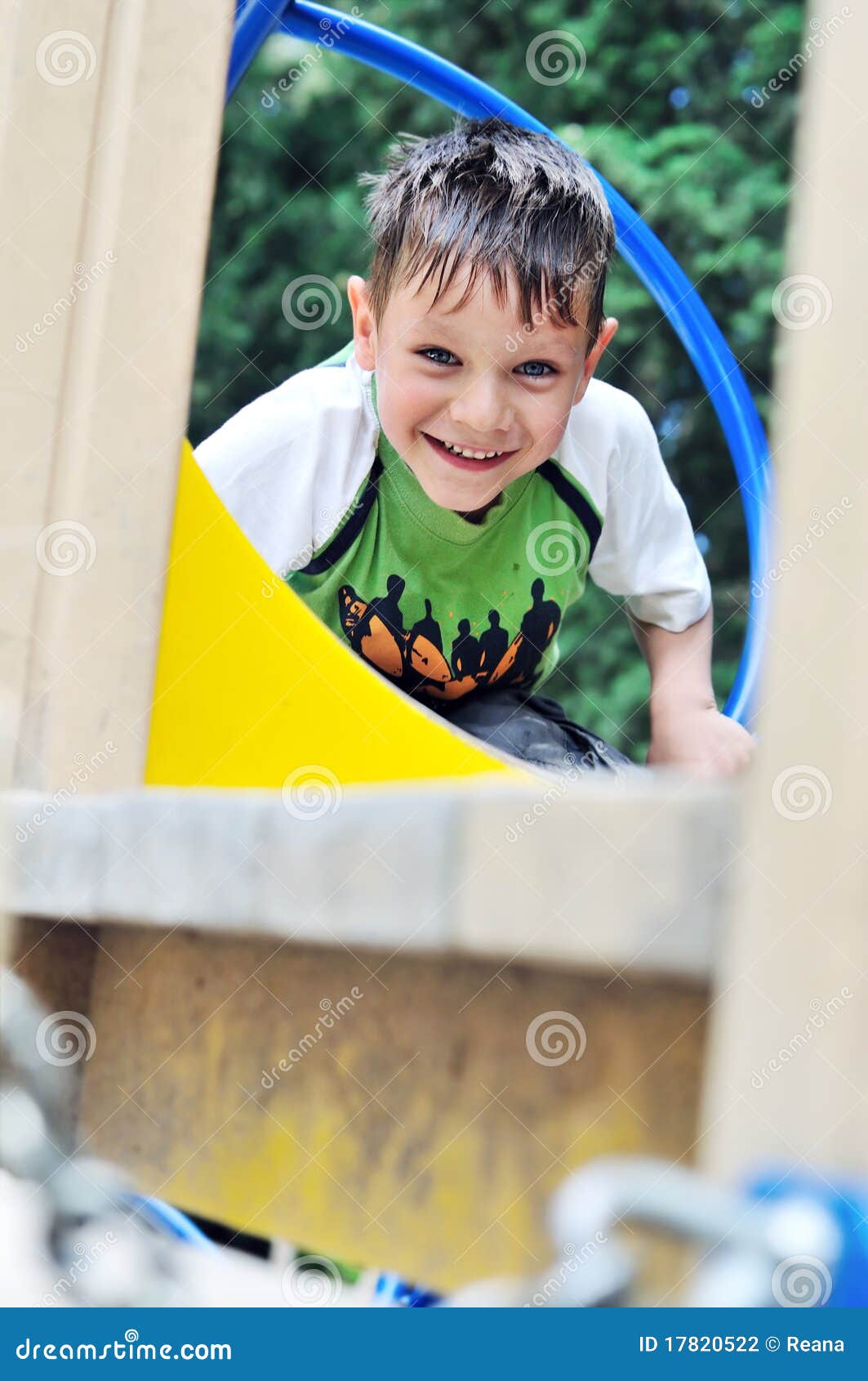 Boy on the playground stock photo. Image of cheerful - 17820522