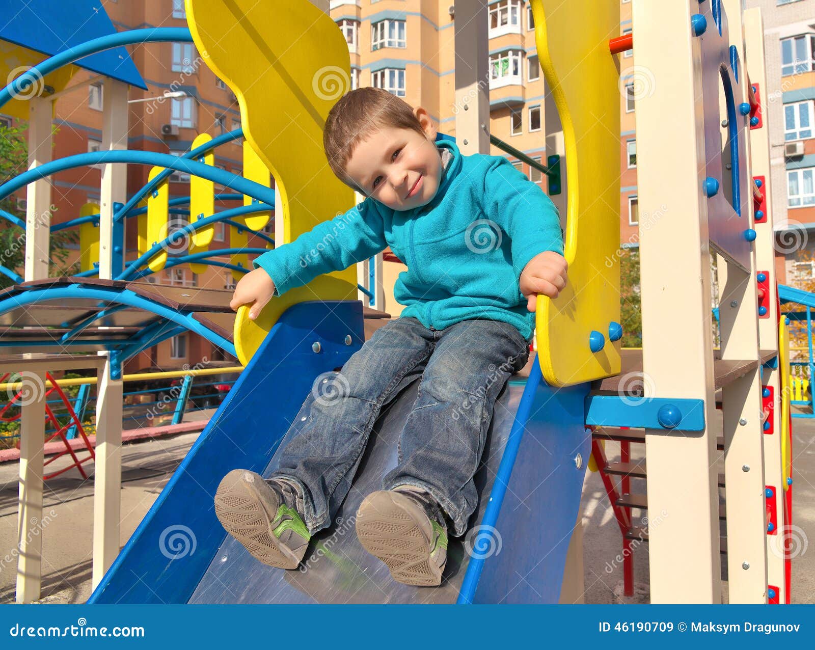 Boy on playground stock image. Image of enjoy, outdoor - 46190709
